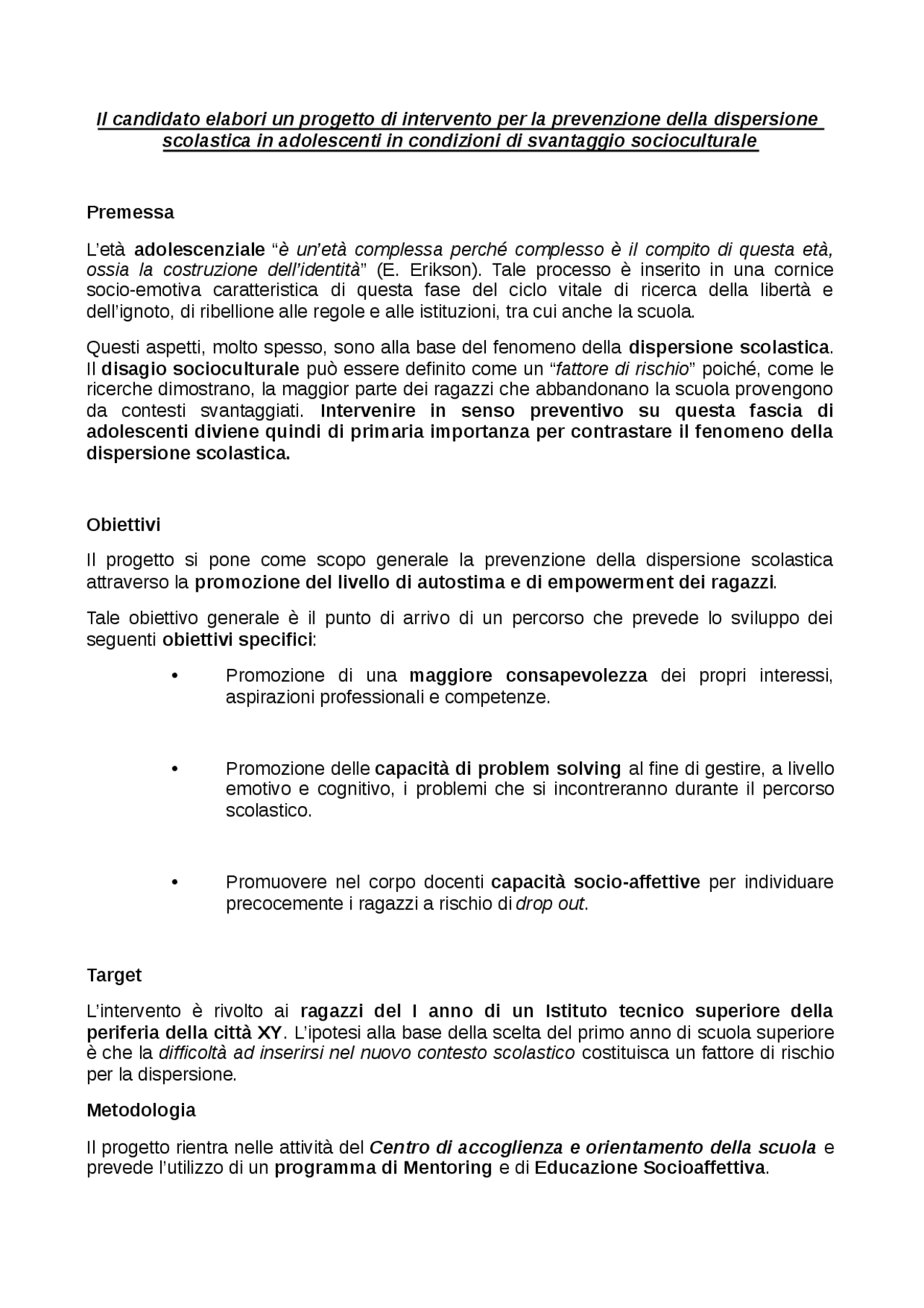 Dispersione Scolastica 1 Docsity