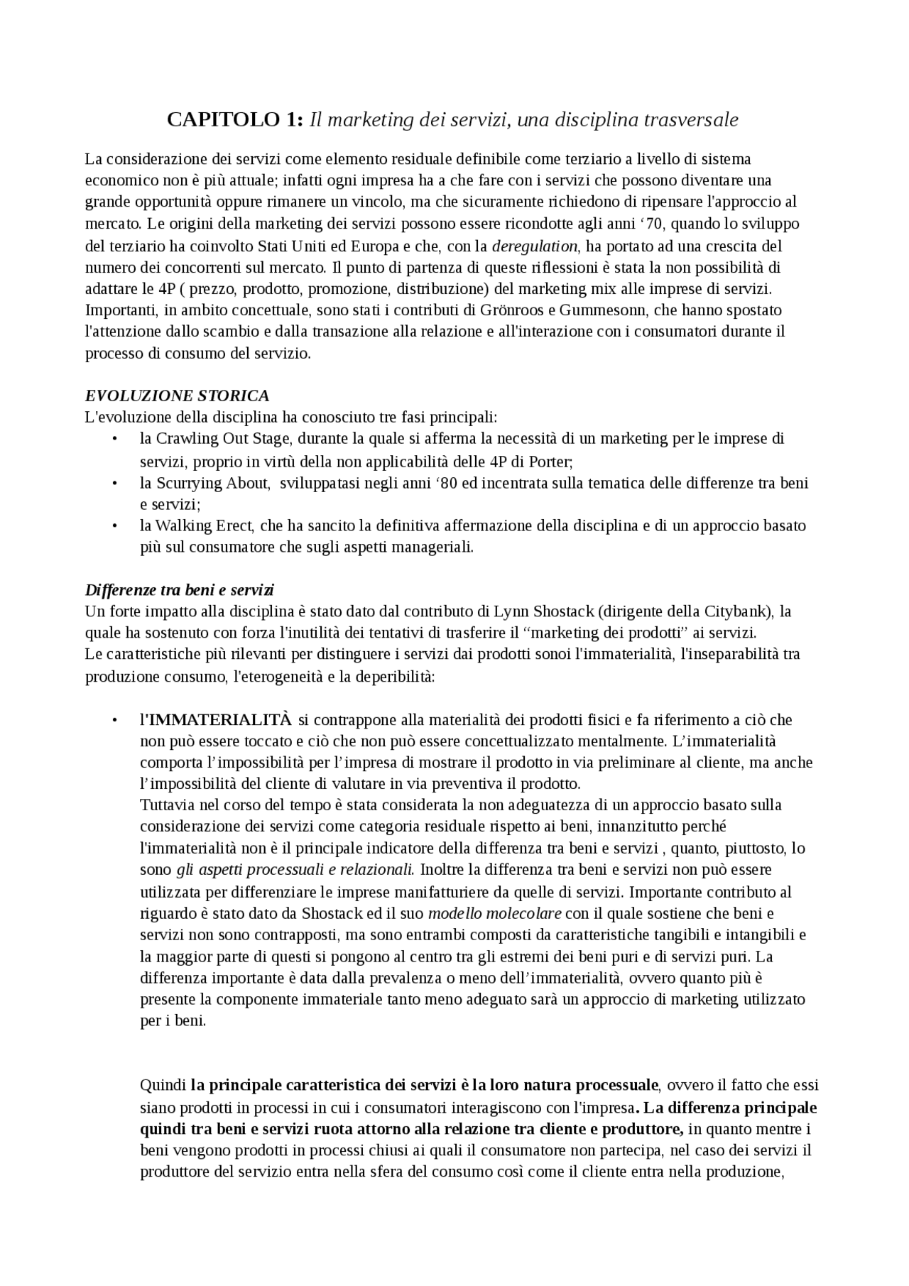 Appuntiriassunti Di Marketing Dei Servizi Docsity