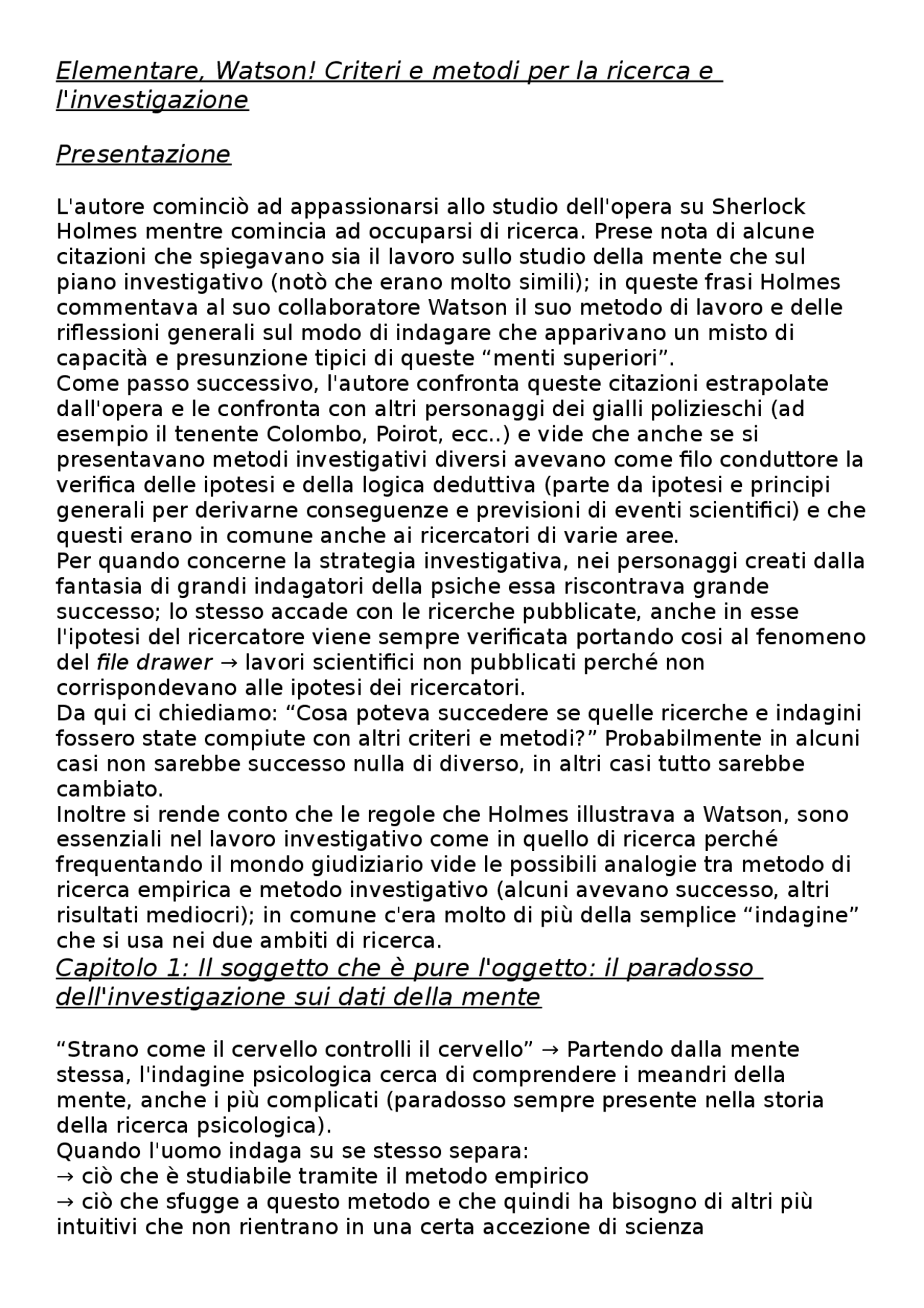 Elementare watson - Docsity