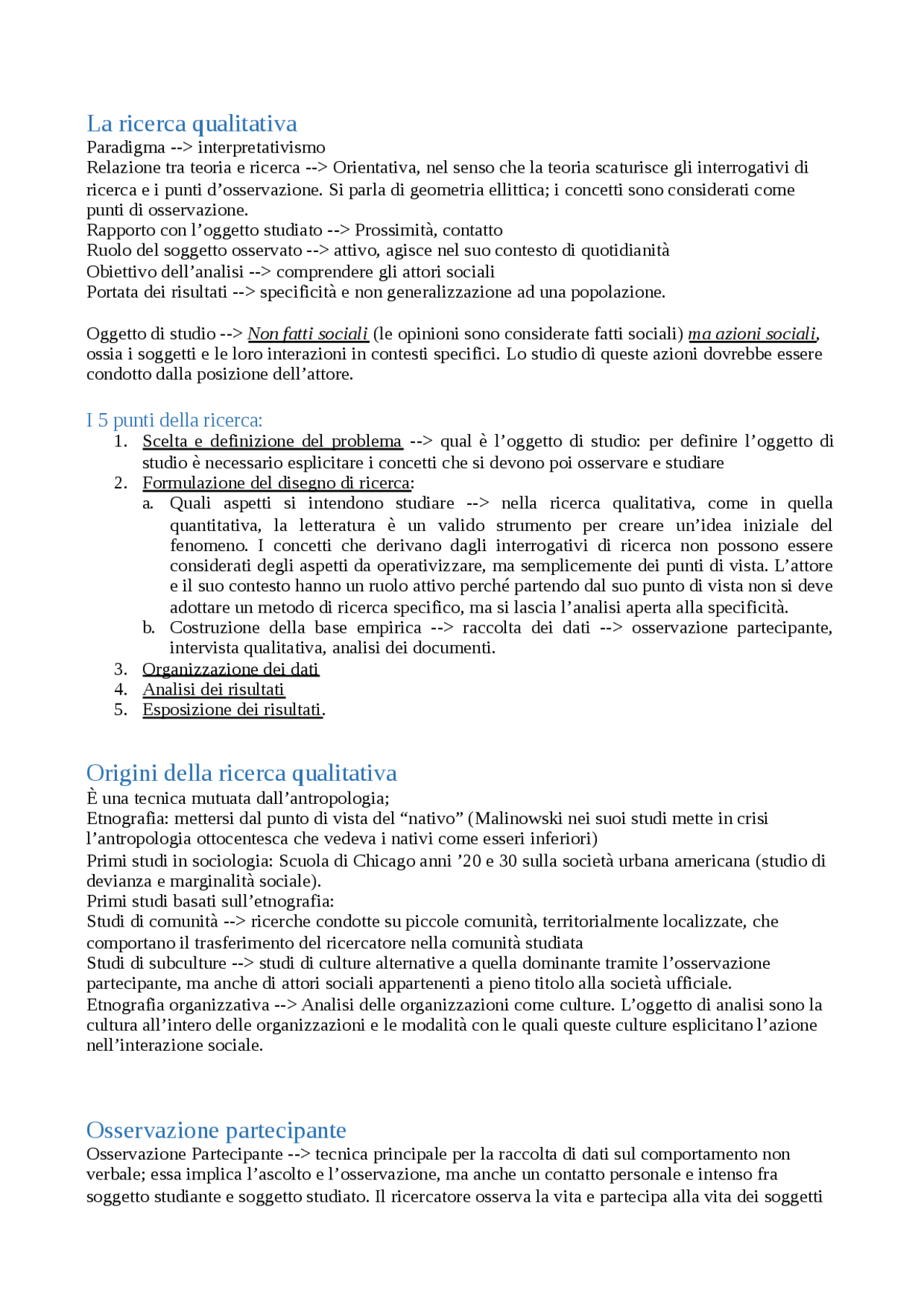 Metodologia Ricerca Qualitativa Docsity