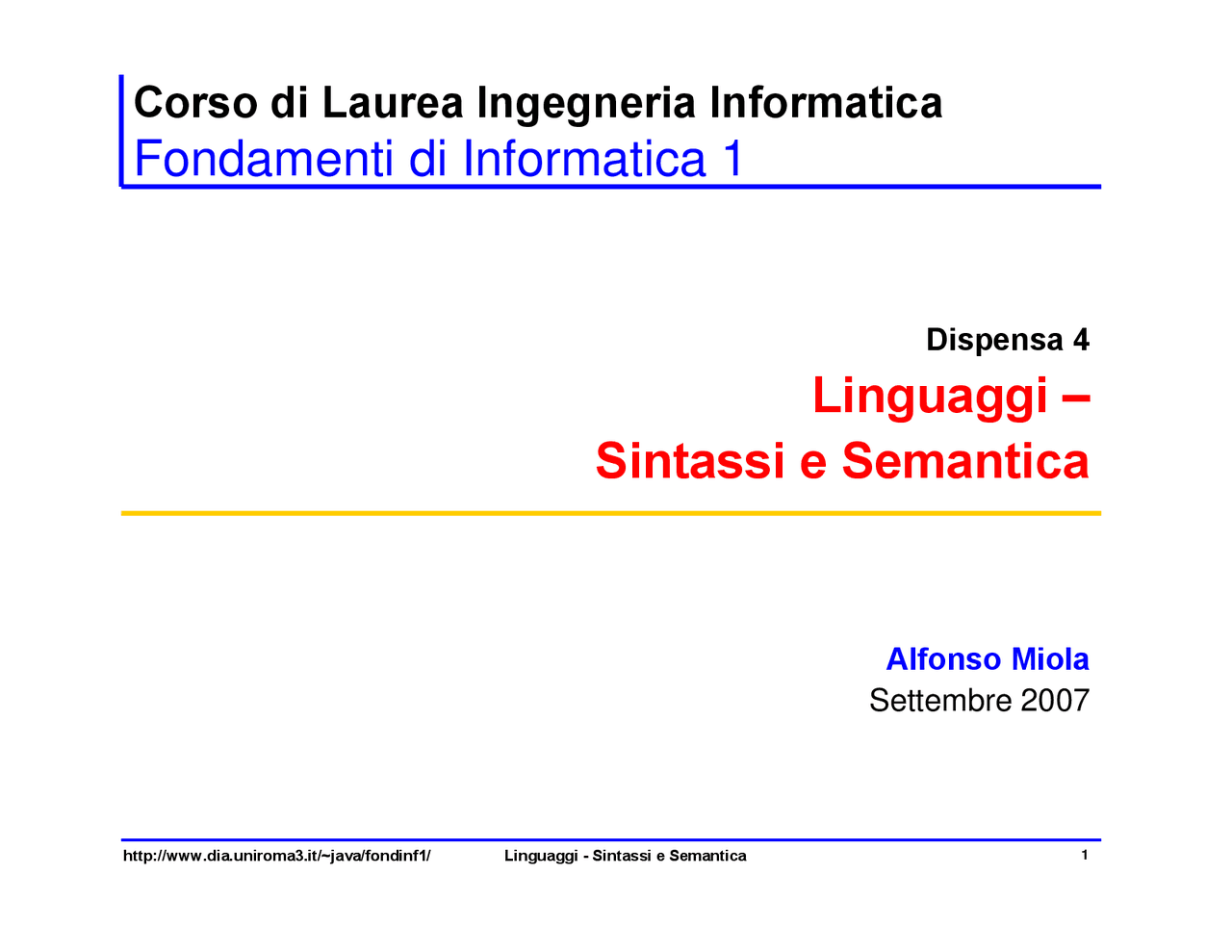 Linguaggi Sintassi E Semantica Docsity