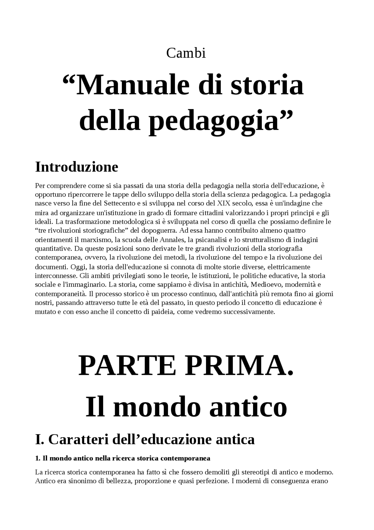 Cambi Manuale Di Storia Della Pedagogia Docsity