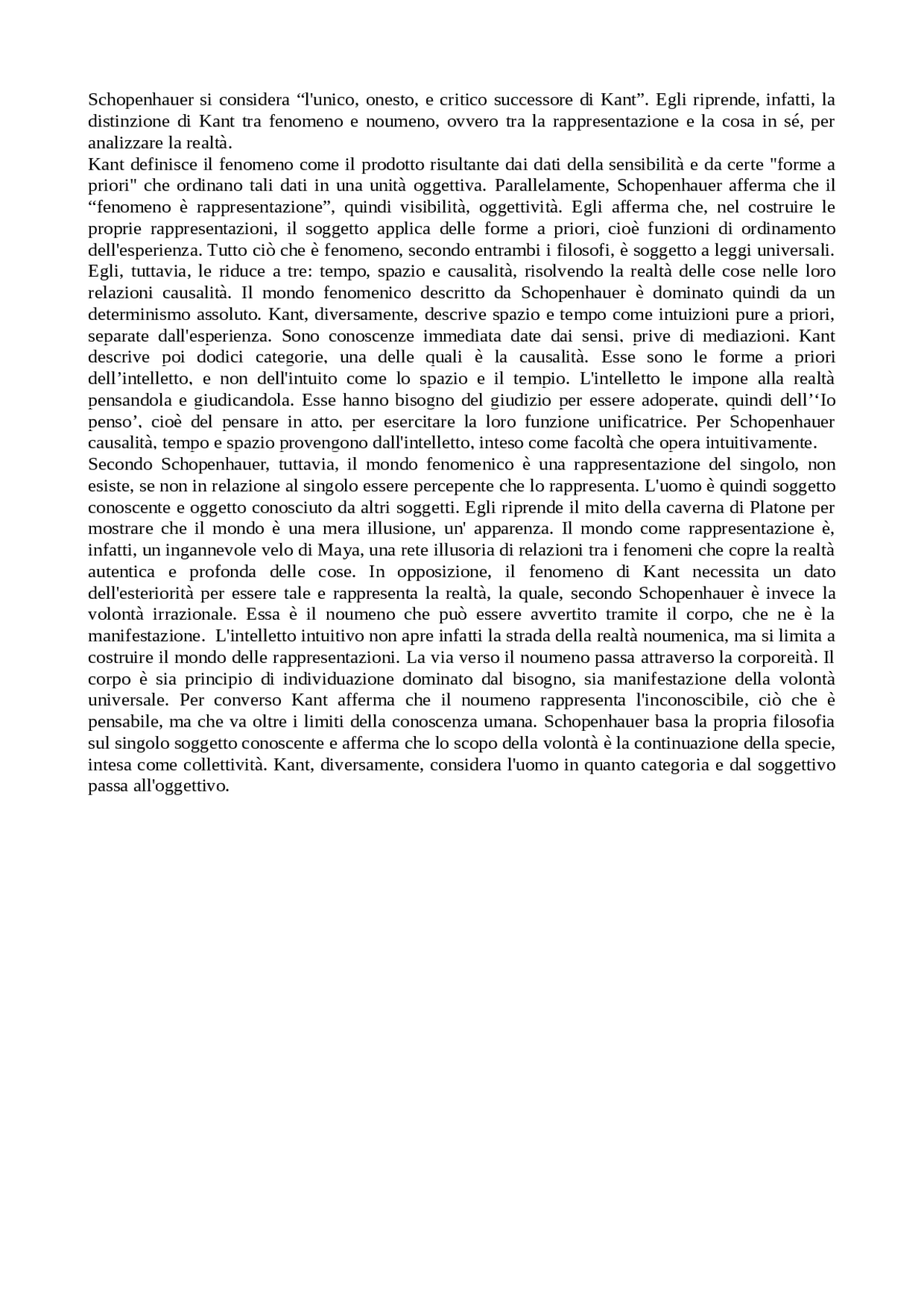 Differenze Tra Kant E Schopenhauer Tesine Di Maturità Di Filosofia