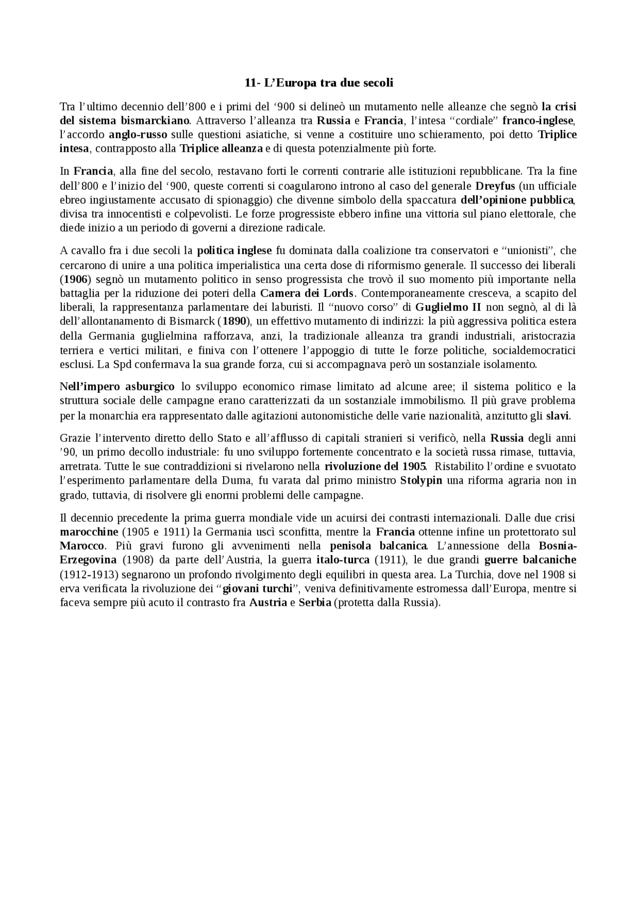 Leuropa Tra I Due Secoli Docsity