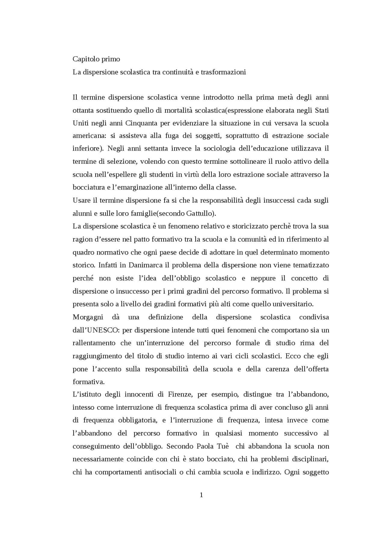La Dispersione Scolastica Tra Continuità E Trasformazioni Docsity