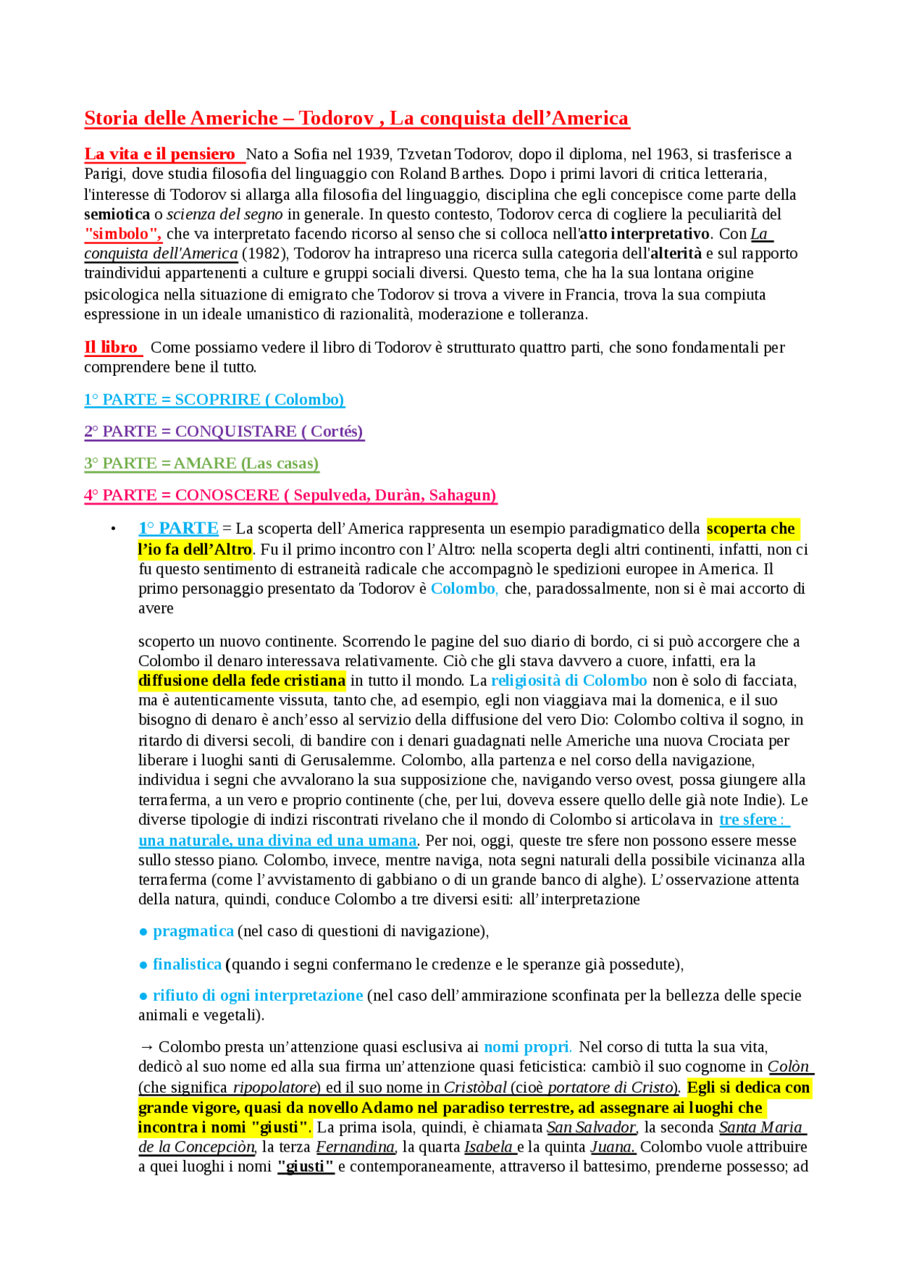 Storia Delle Americhe Todorov Docsity