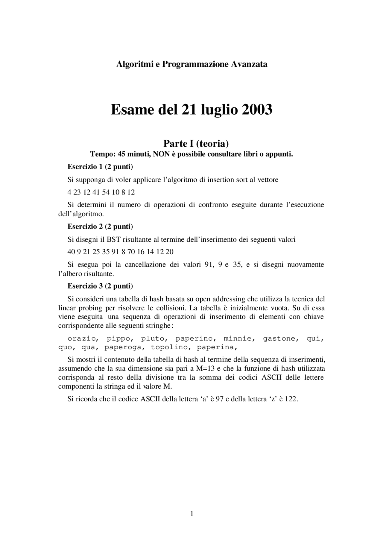 Algoritmi E Prog Avanzata Docsity