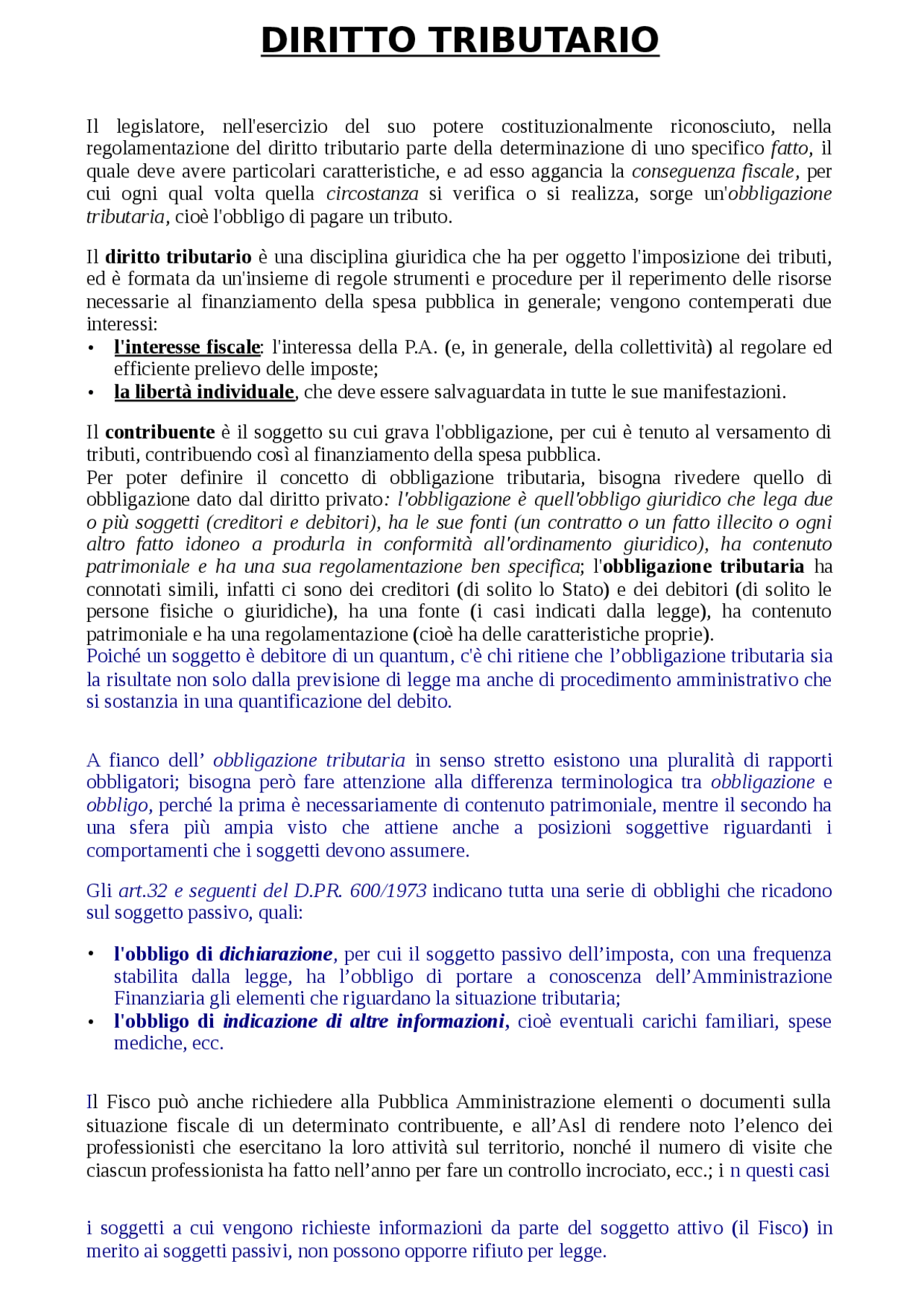Diritto Tributario appunti e integrazioni | Appunti di Diritto Tributario | Docsity