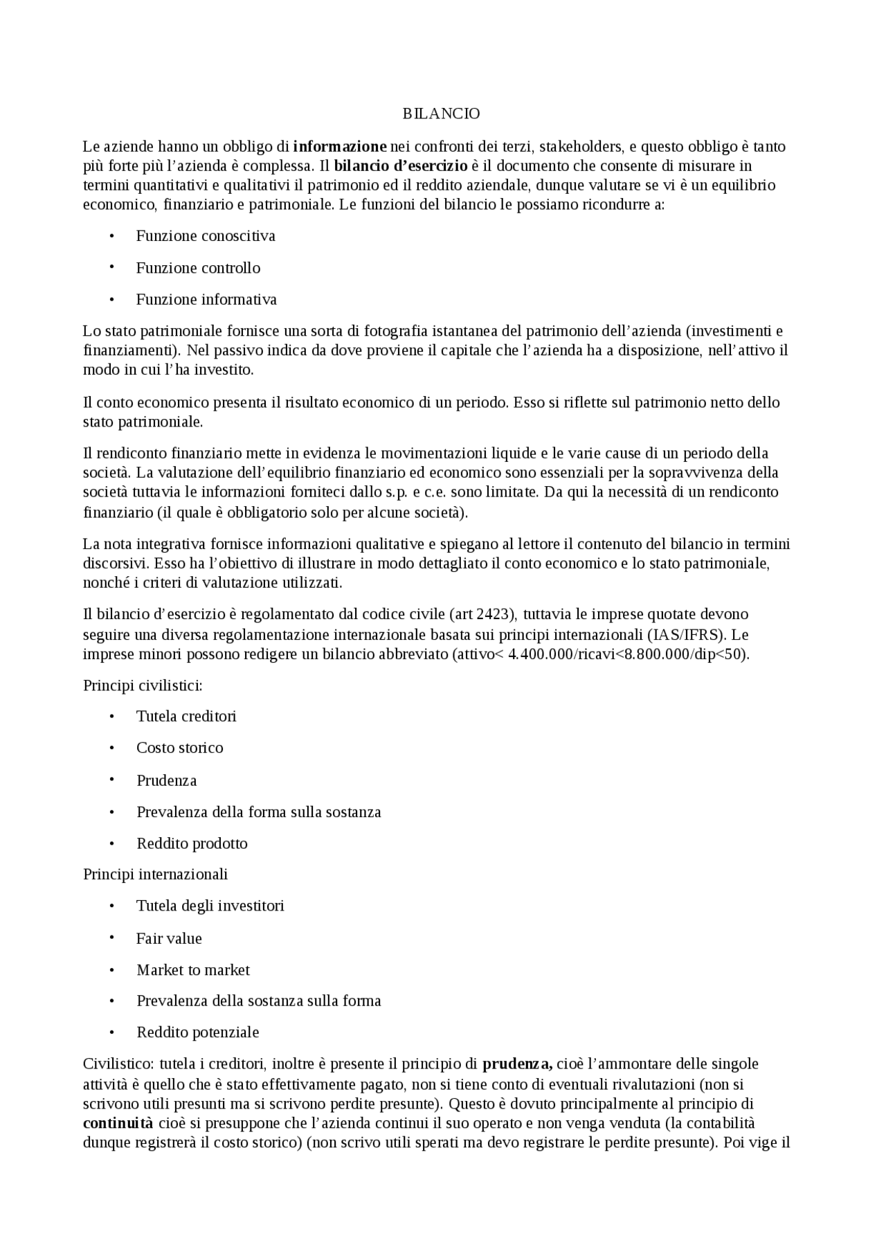 Bilancio Desercizio Docsity