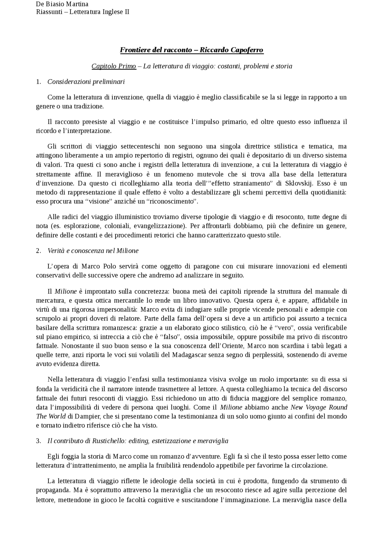 Riassunto Frontiere Del Racconto Docsity