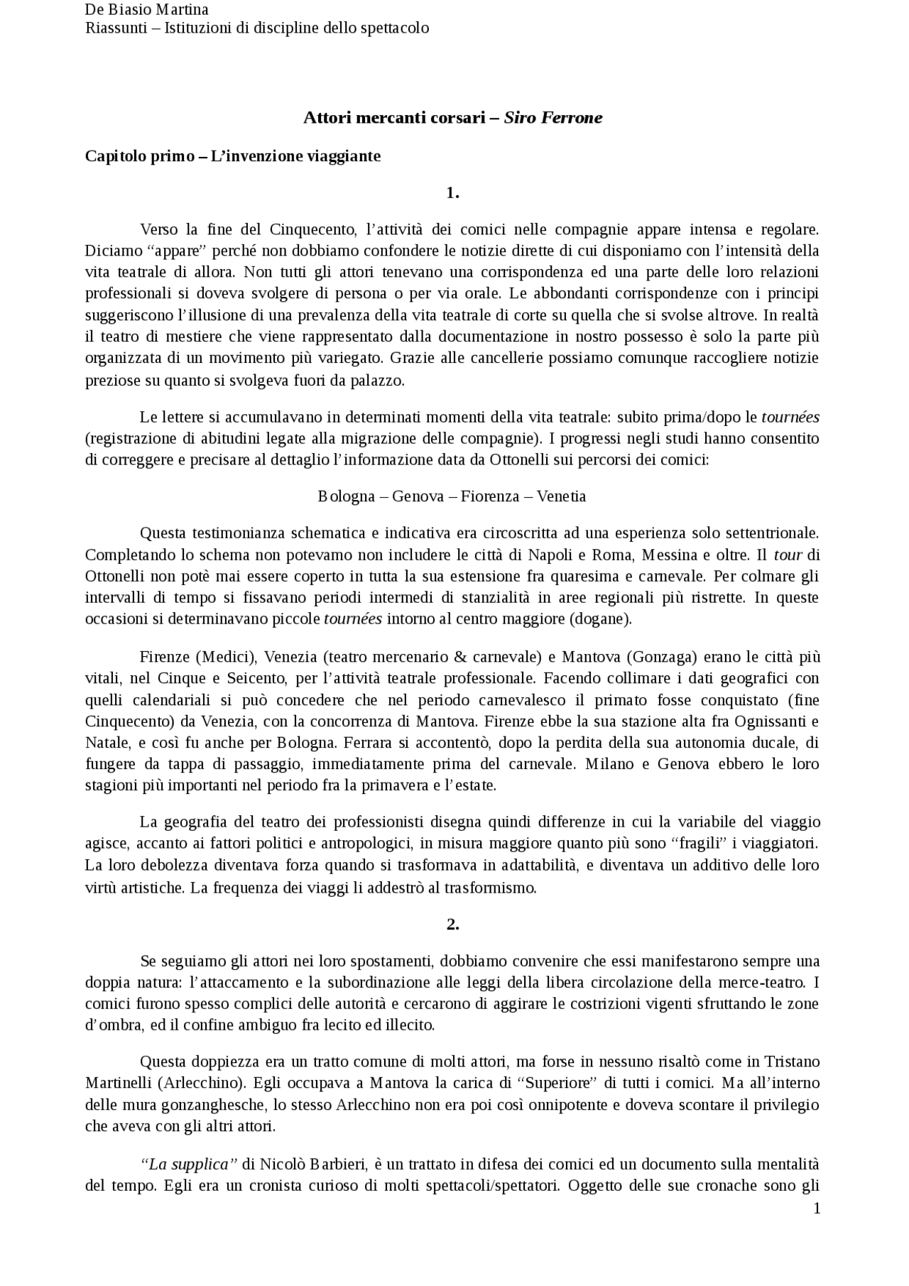 Riassunto Attori Mercanti E Corsari Docsity