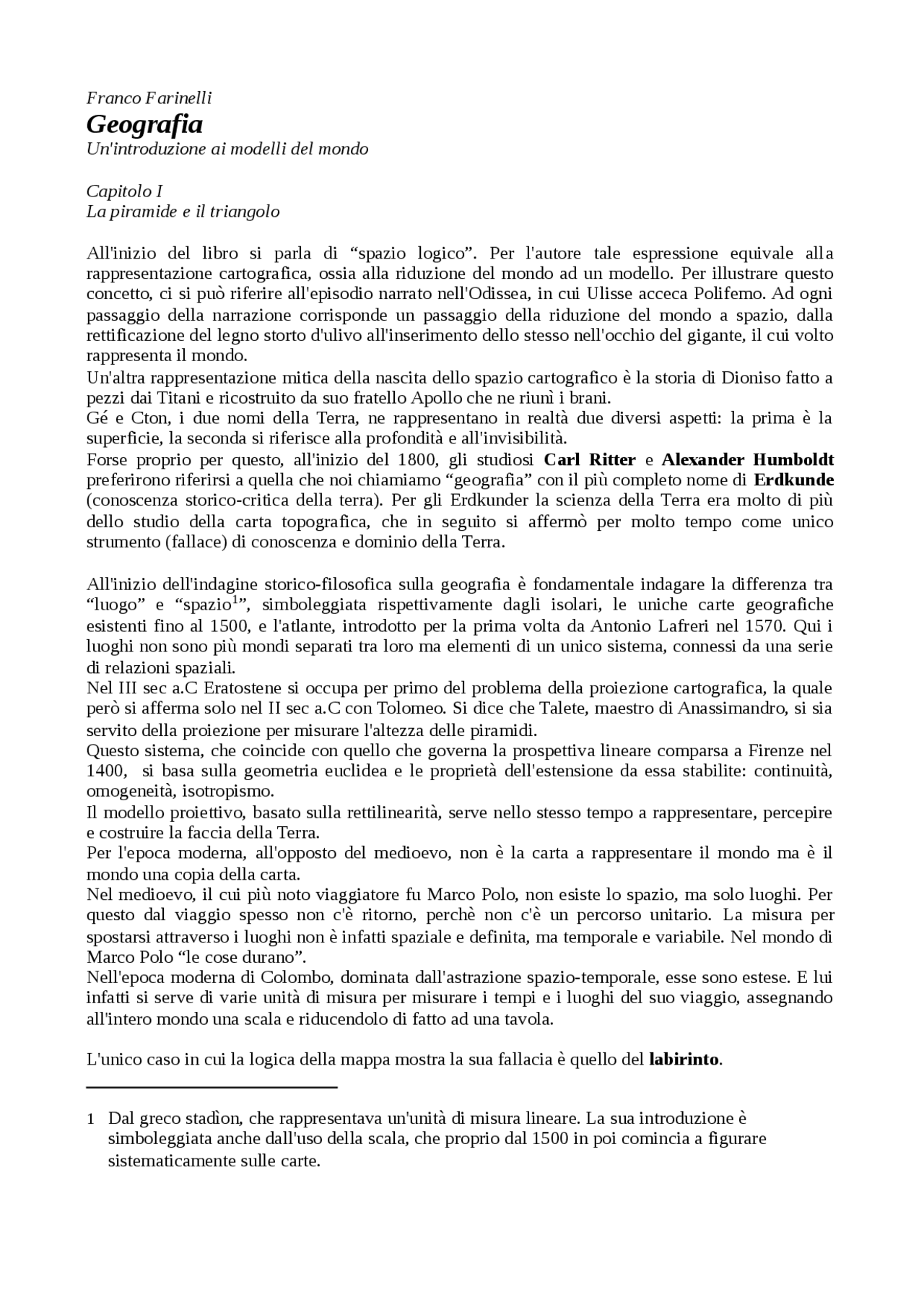 Geografia Di Franco Farinelli Schemi E Mappe Concettuali Di Geografia