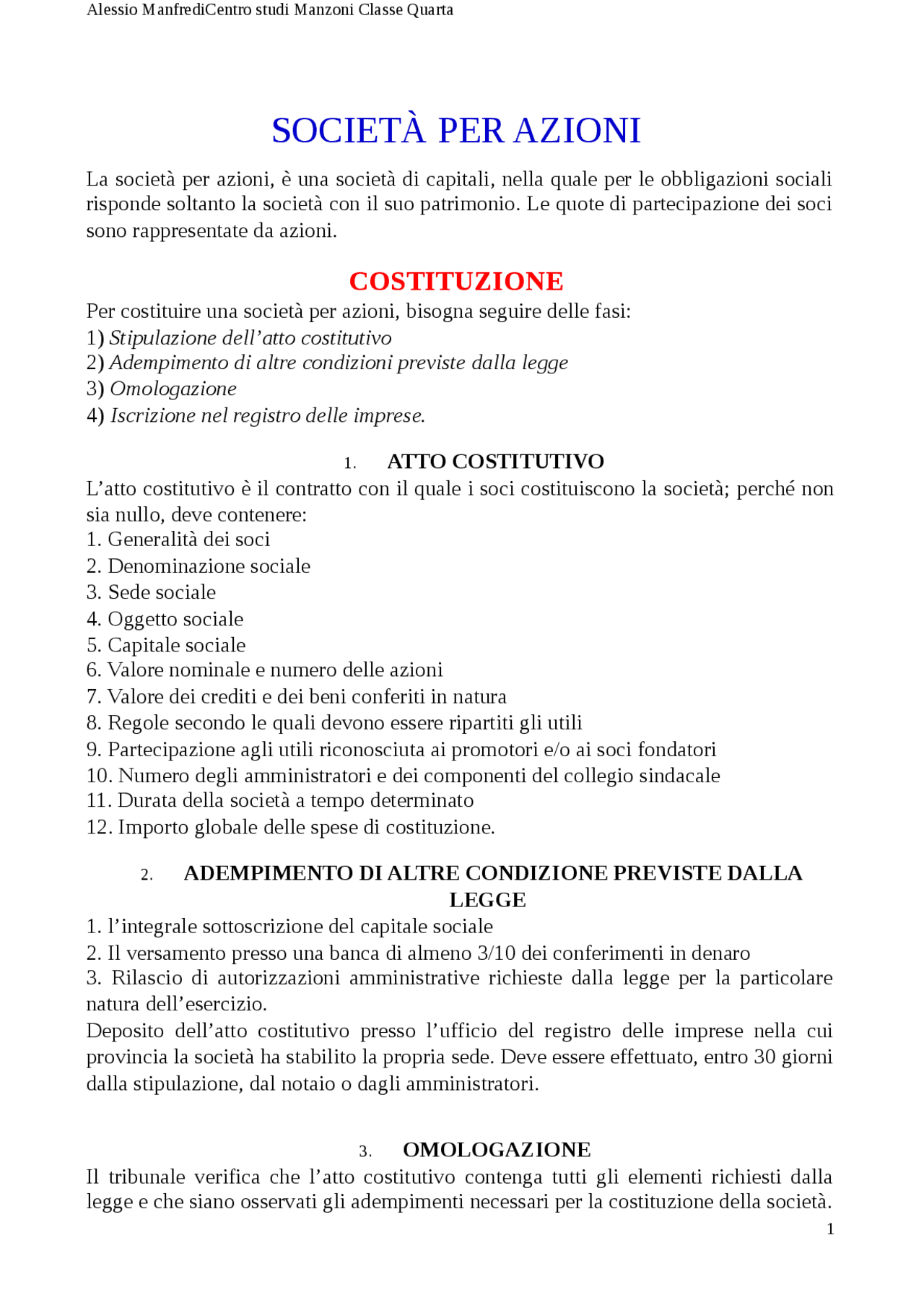 Le Società Per Azioni Spa Prove Desame Di Diritto Docsity