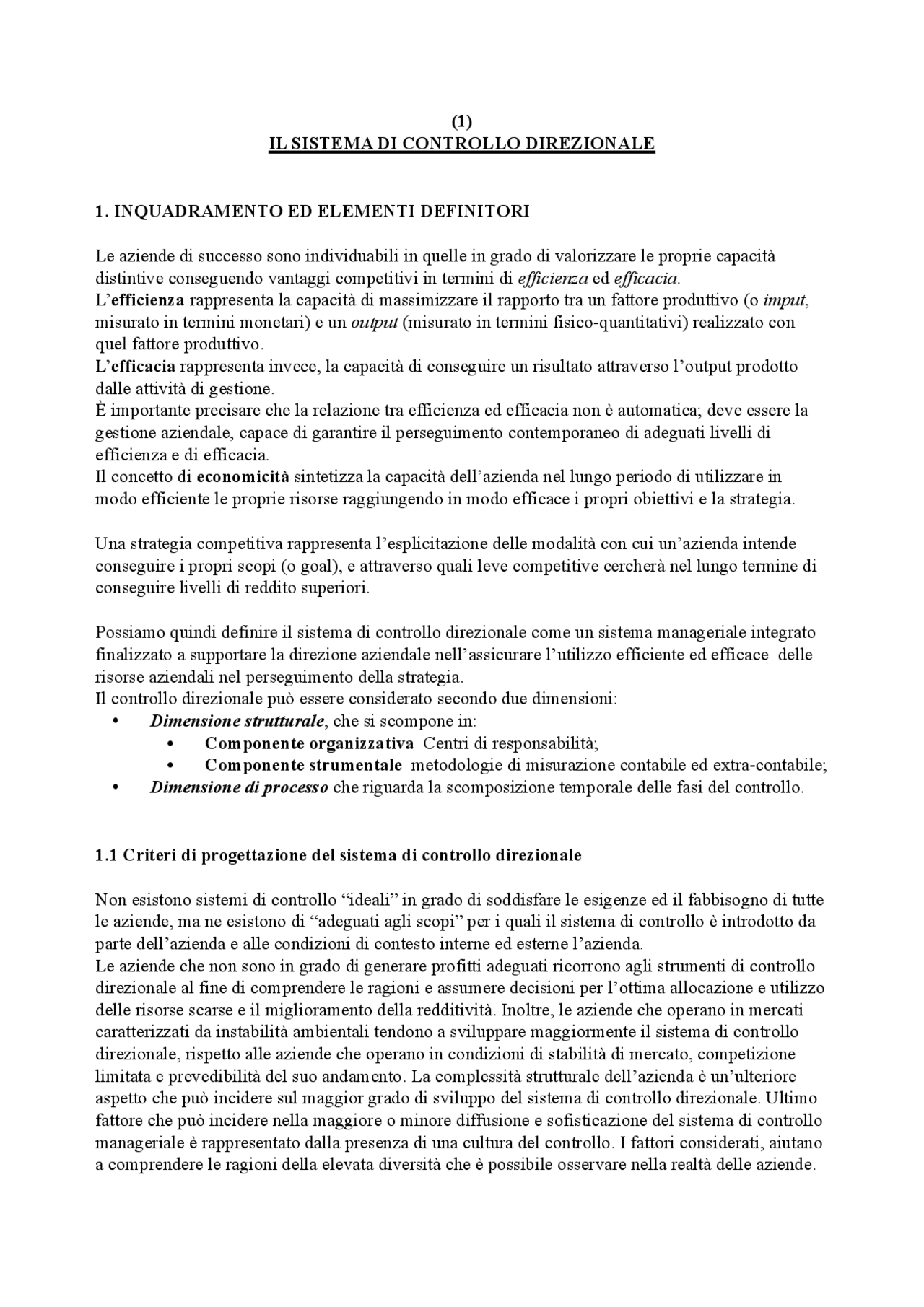 Riassunto Sistemi Di Programmazione E Controllo Docsity