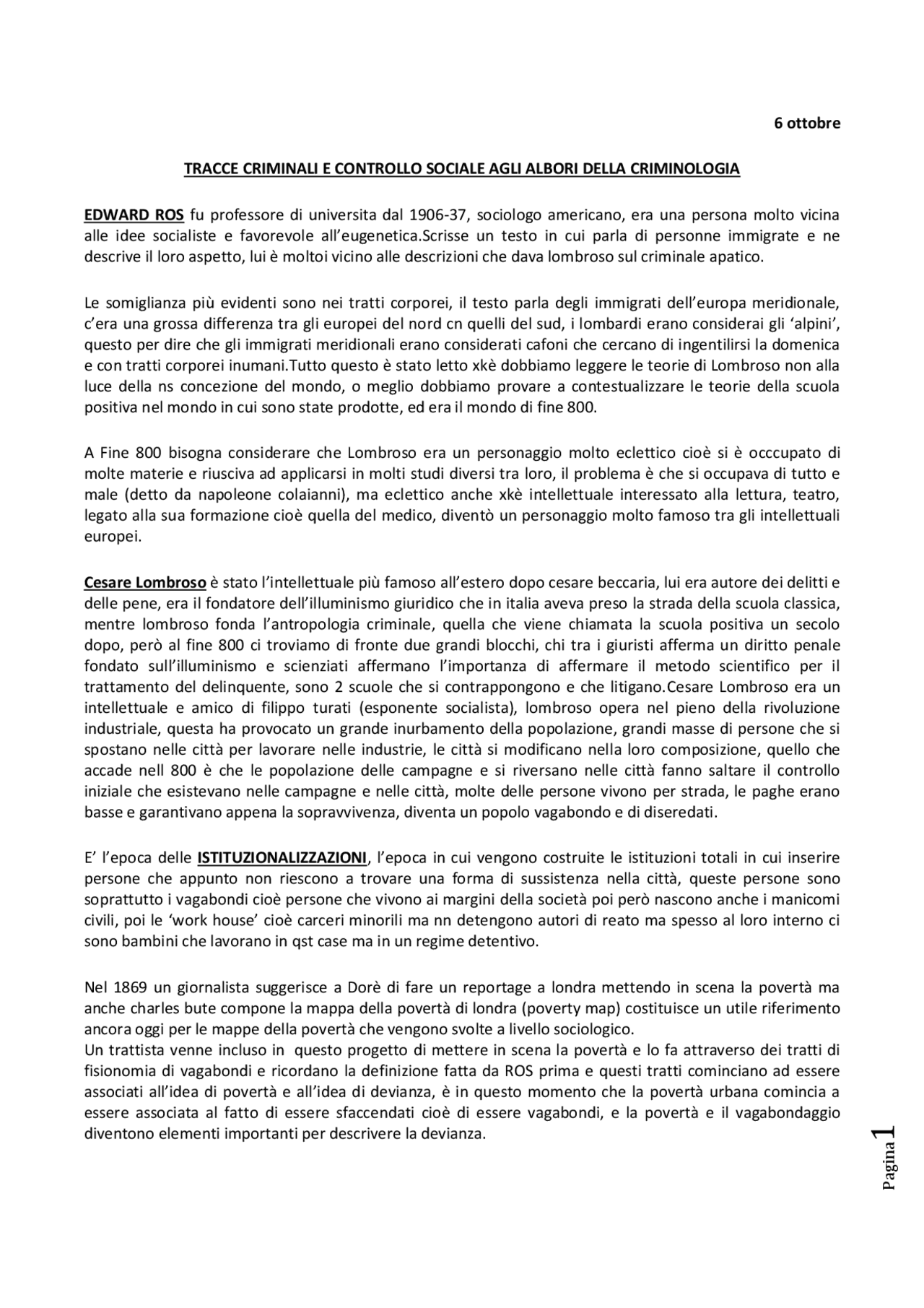 Criminologia Prof Cornelli Docsity