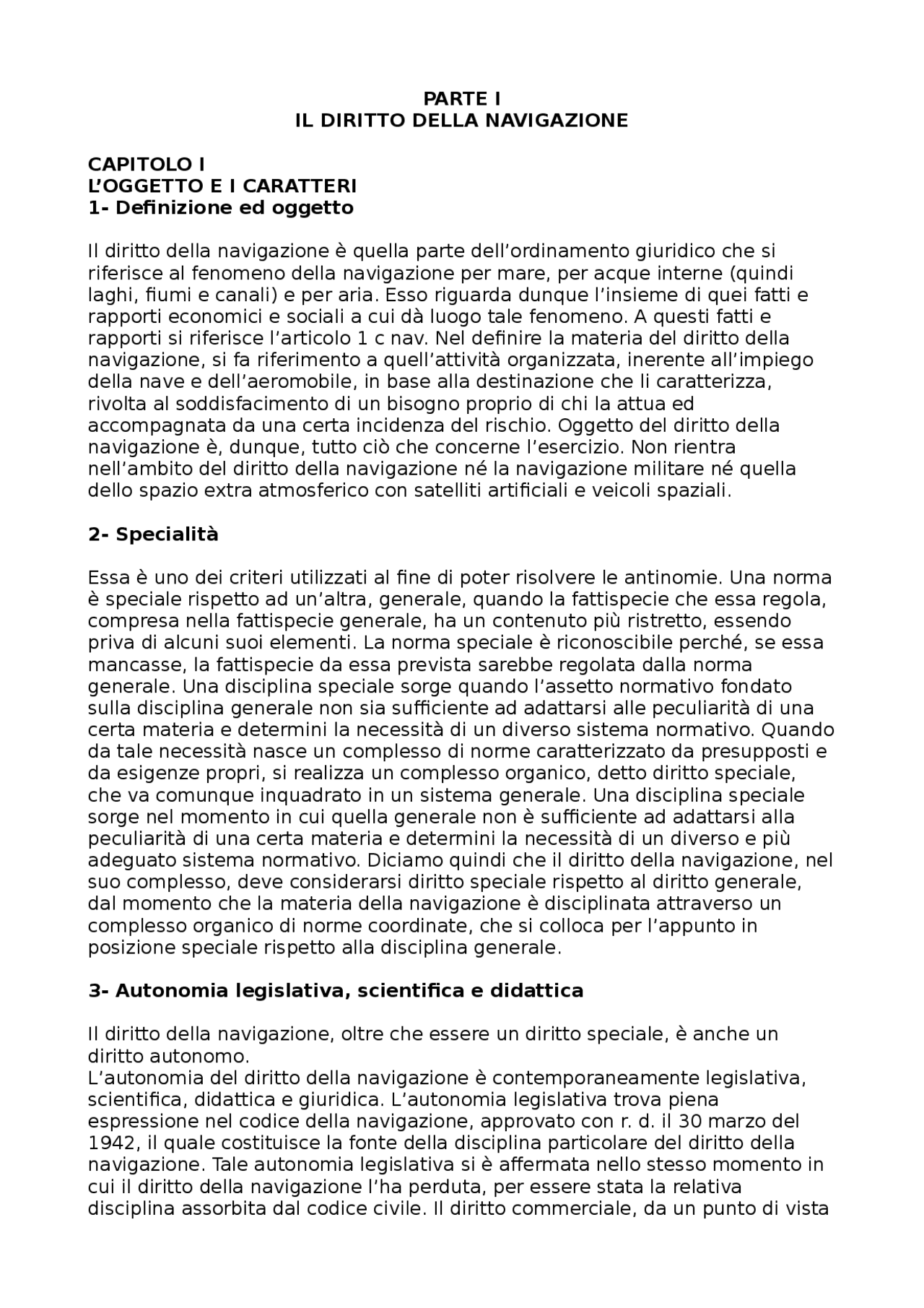 Sintesi Di Diritto Della Navigazione Docsity