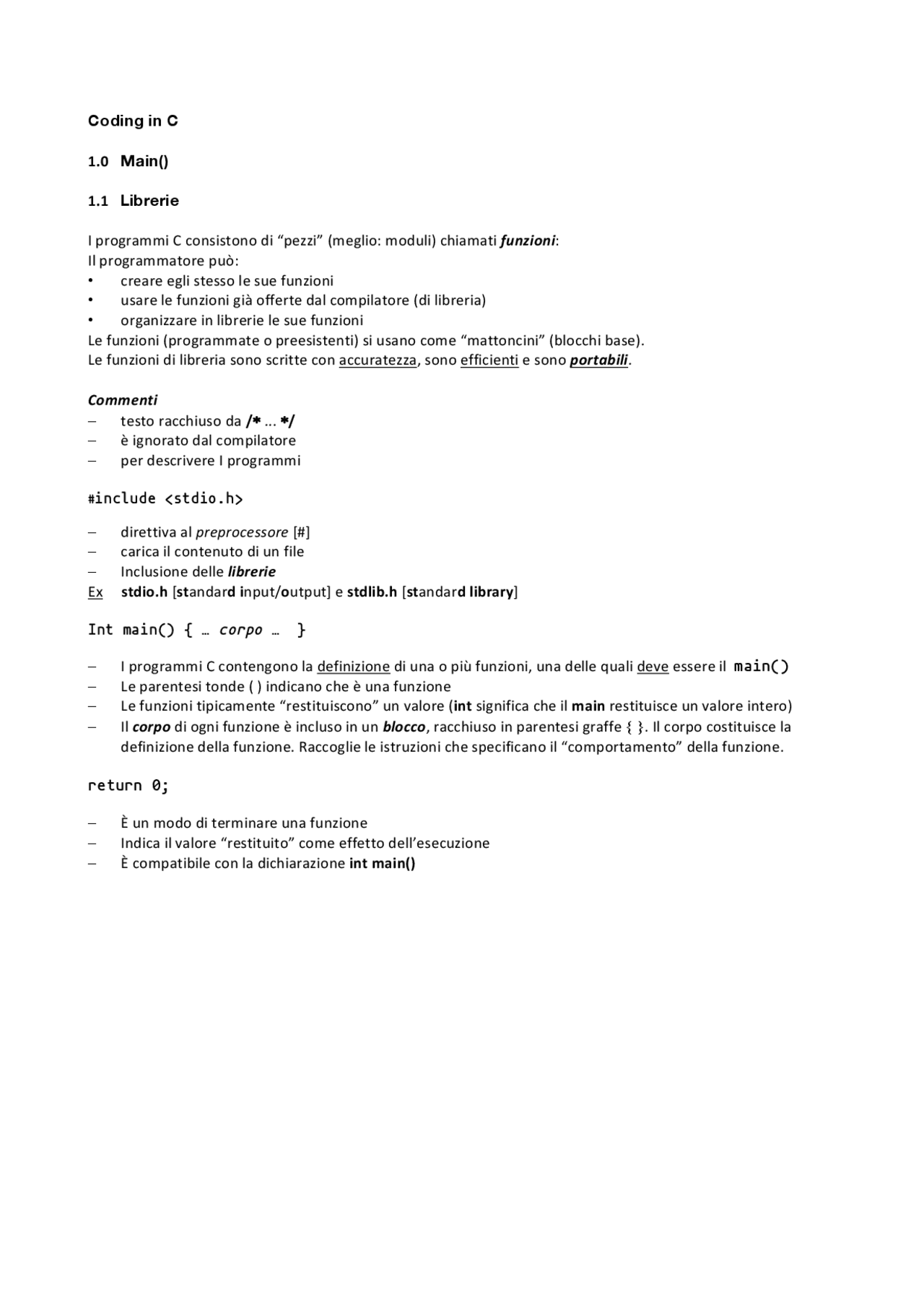 Fondamenti Informatica Programmazione C Docsity