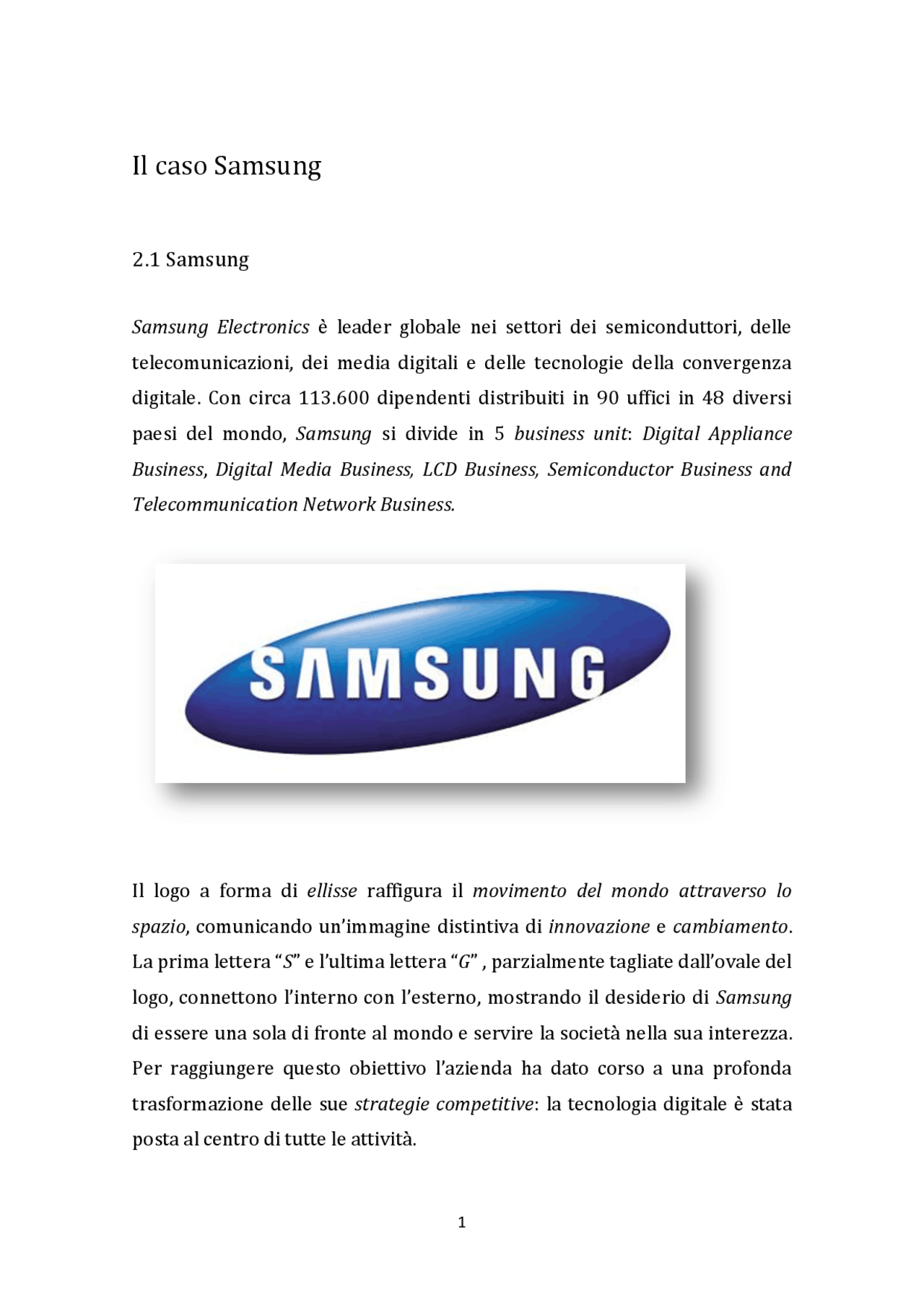 Caso Aziendale Samsung Docsity