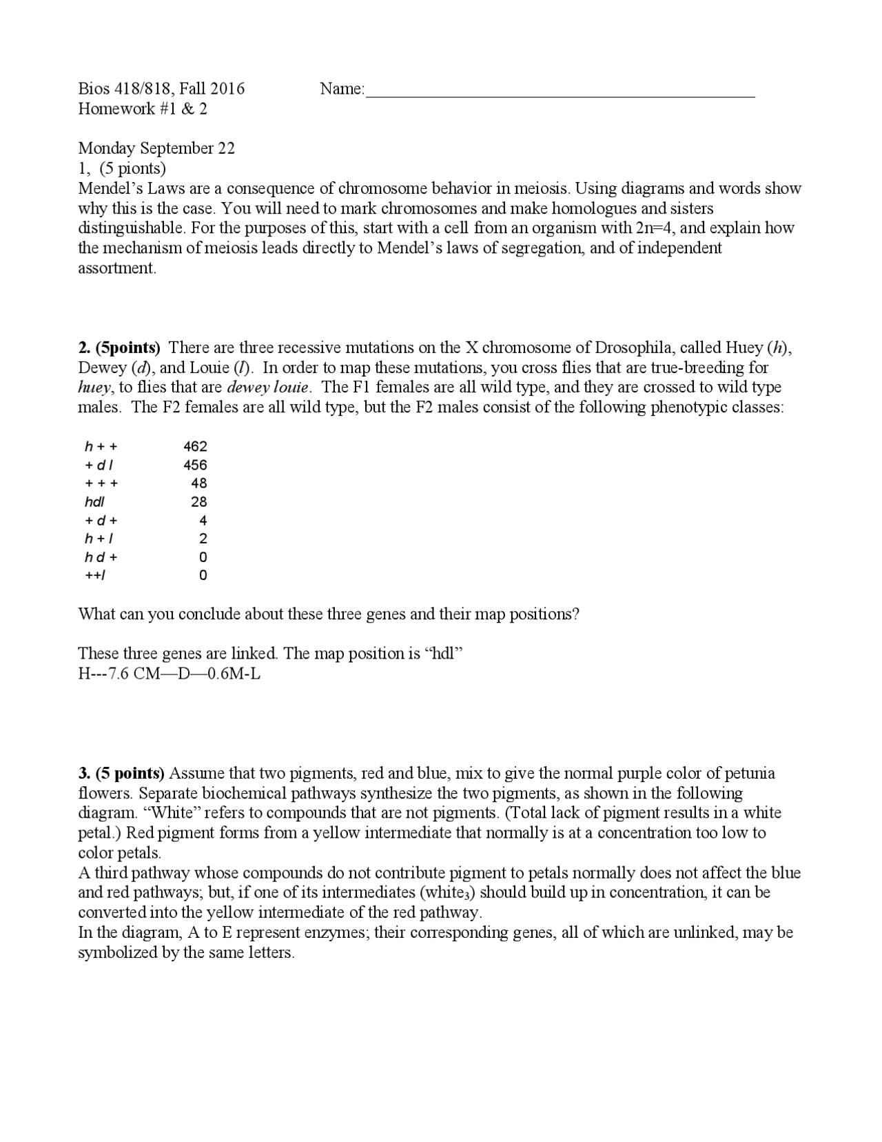 Homework 1 and 2 Practice Problems on Advanced Genetics | BIOS 418 ...
