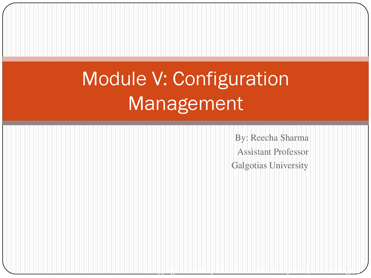 Configuration managment - Docsity
