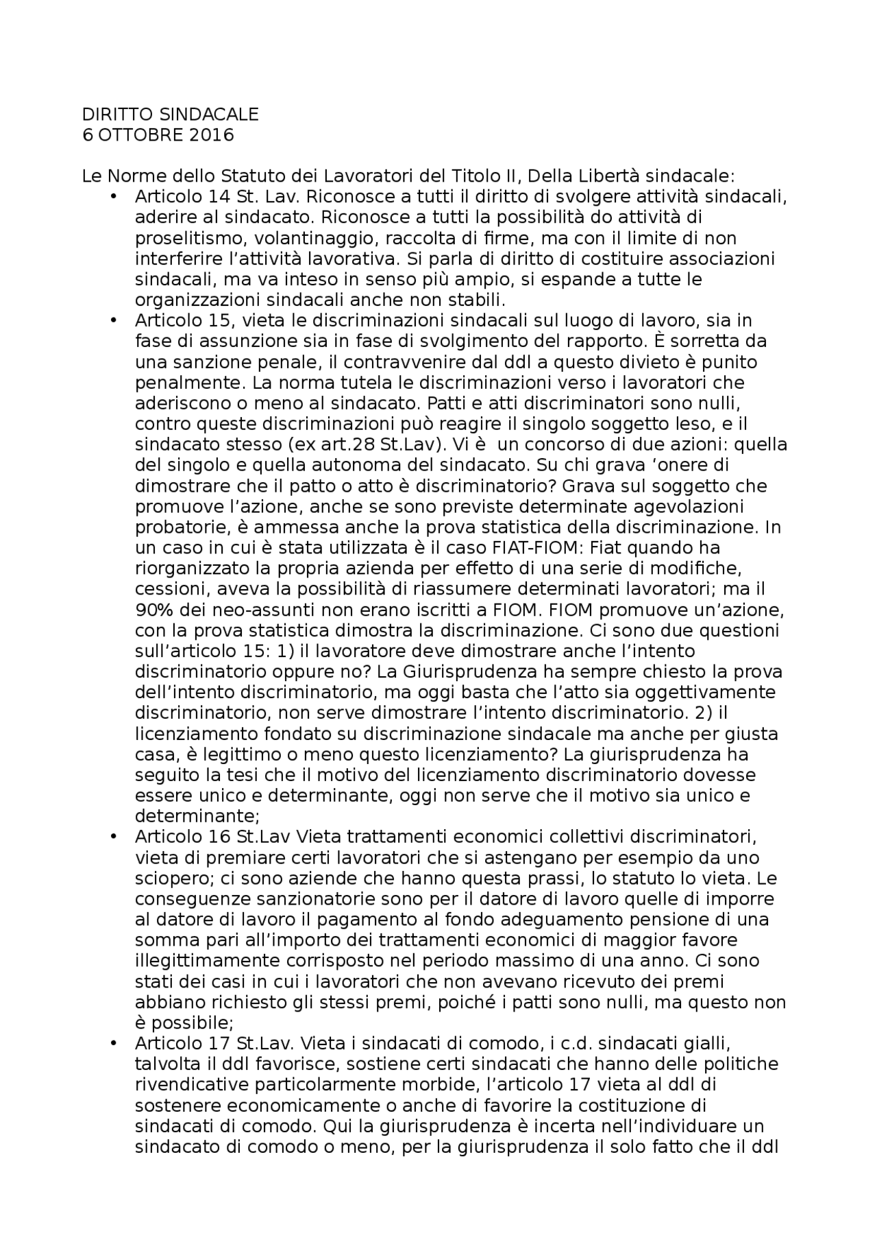 Lezione 3 Diritto Sindacale Prof De Mozzi Docsity