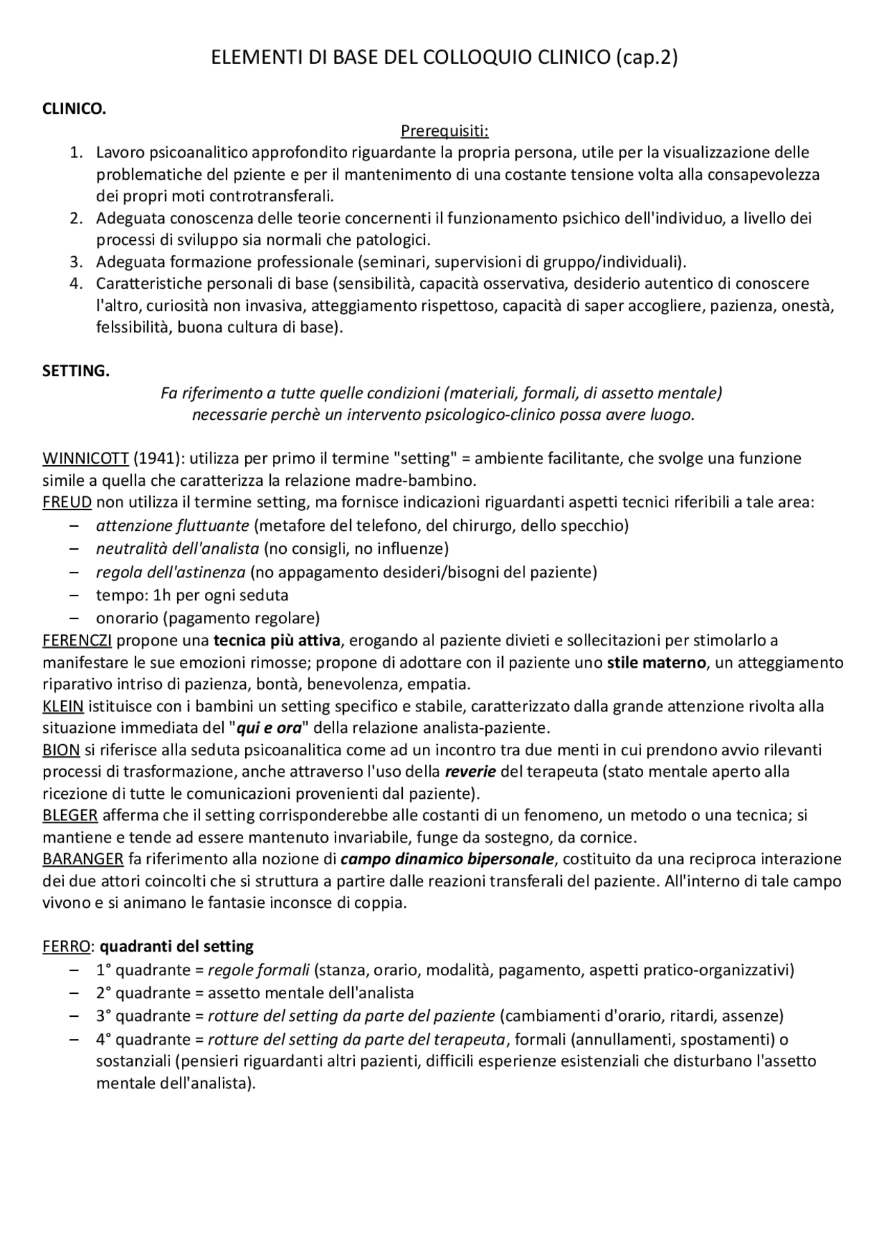 Il Colloquio Clinico Docsity