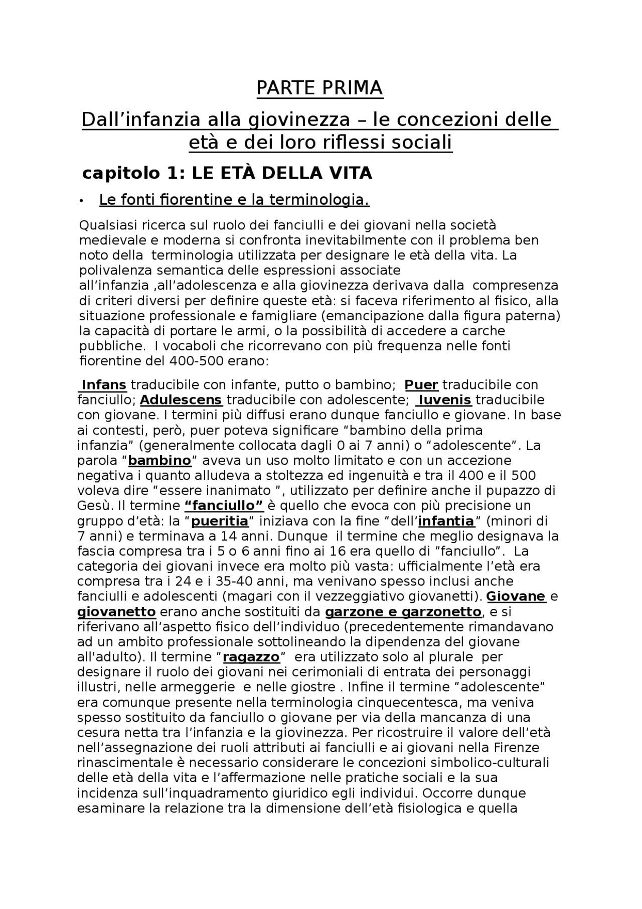 Fanciulli E Giovani Crescere A Firenze Nel Rinascimento Docsity