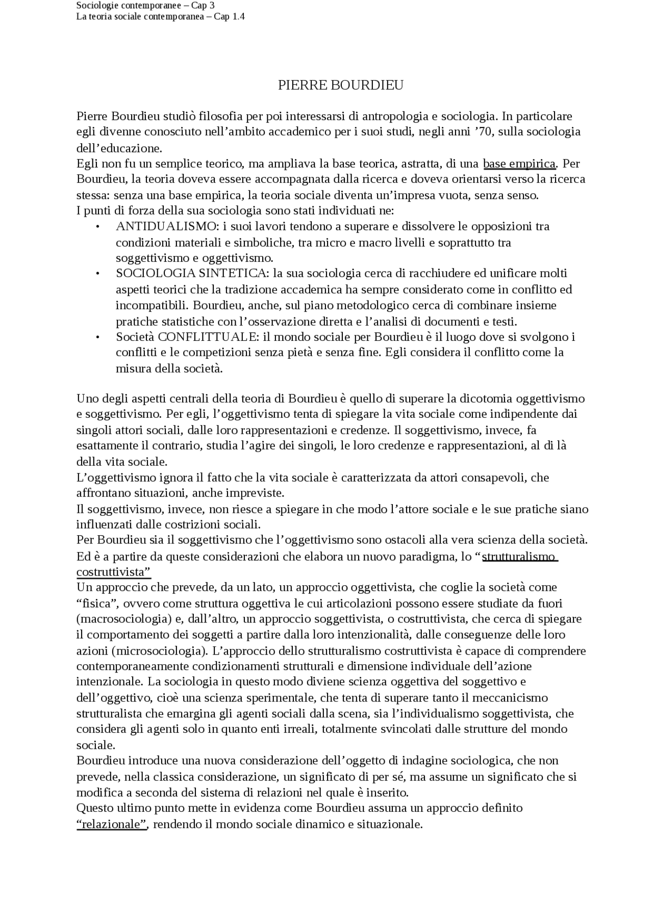 Teoria Sociologica Di Bourdieu Docsity