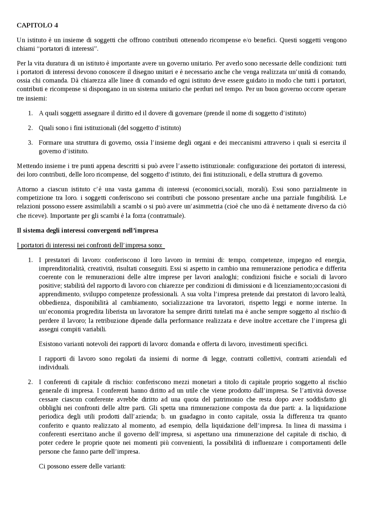 Riassunto Capitolo 4 Docsity