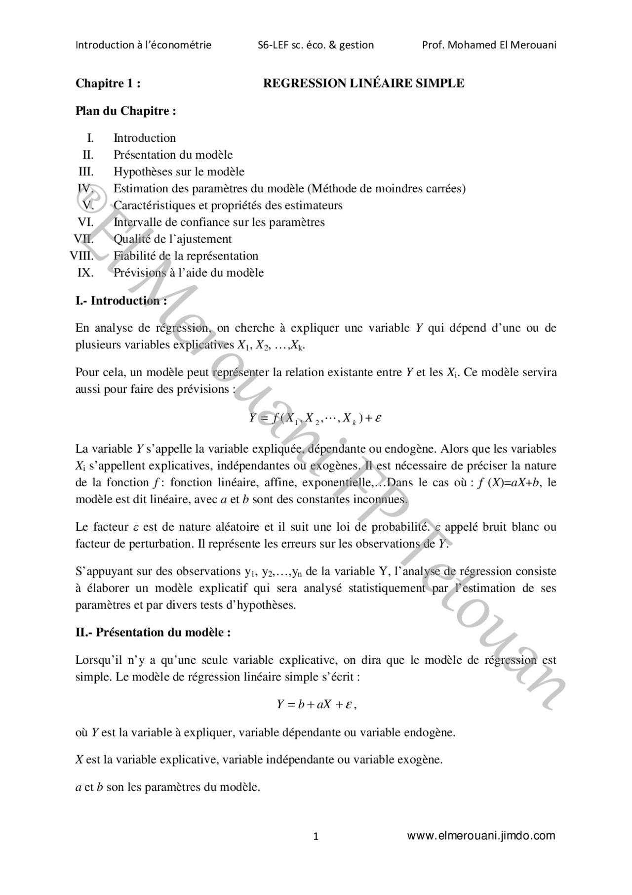 Régression linéaire simple - Docsity