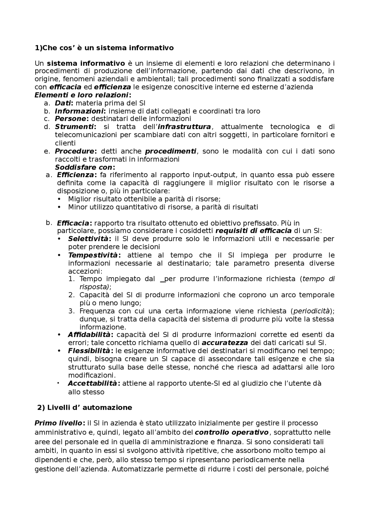 Riassunti Sistemi Informativi Docsity