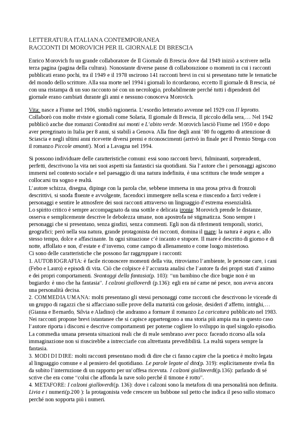 I racconti di Morovich - Docsity