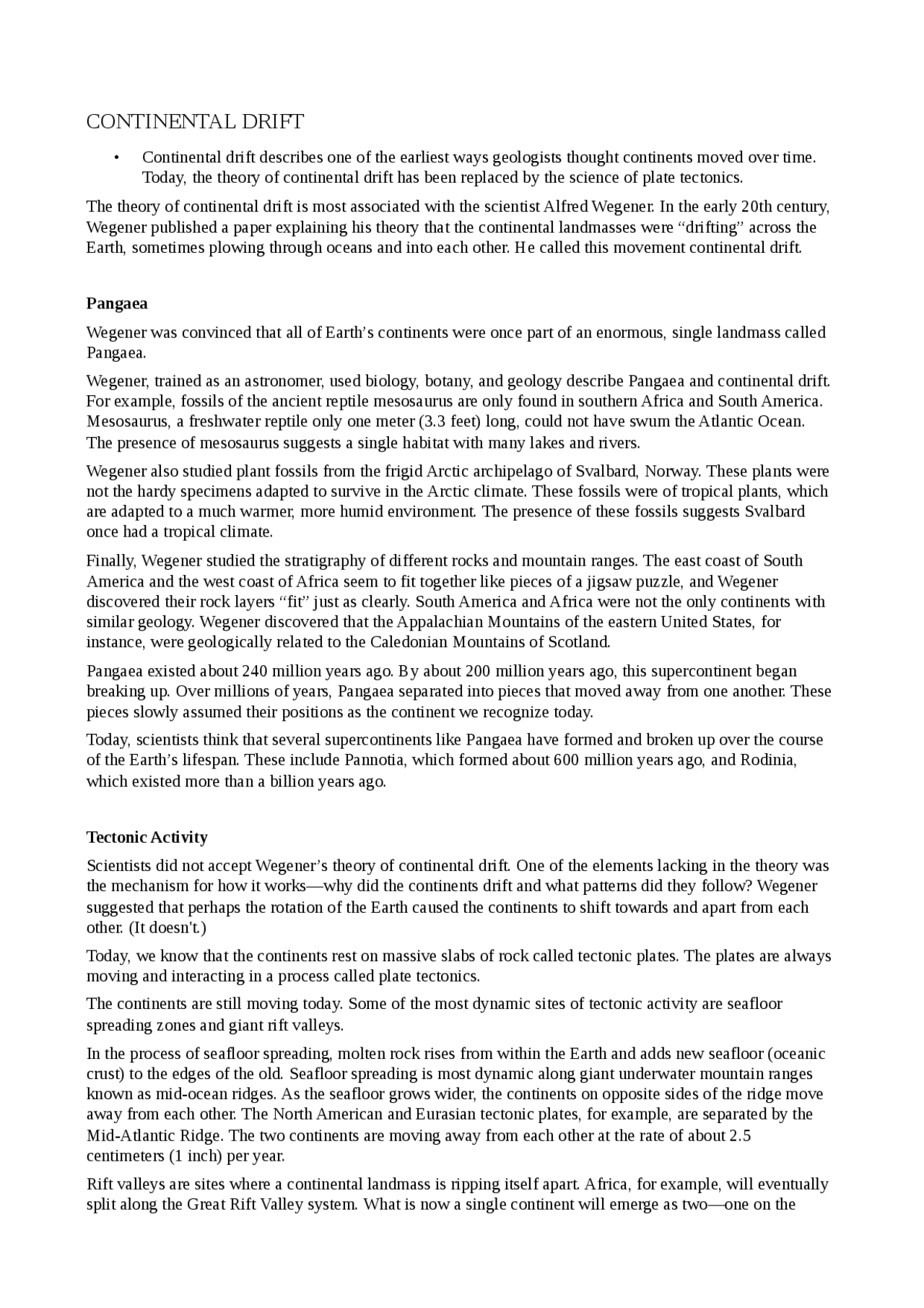 The Theory Of Continental Drift Docsity the-theory-of-continental-drift-docsity