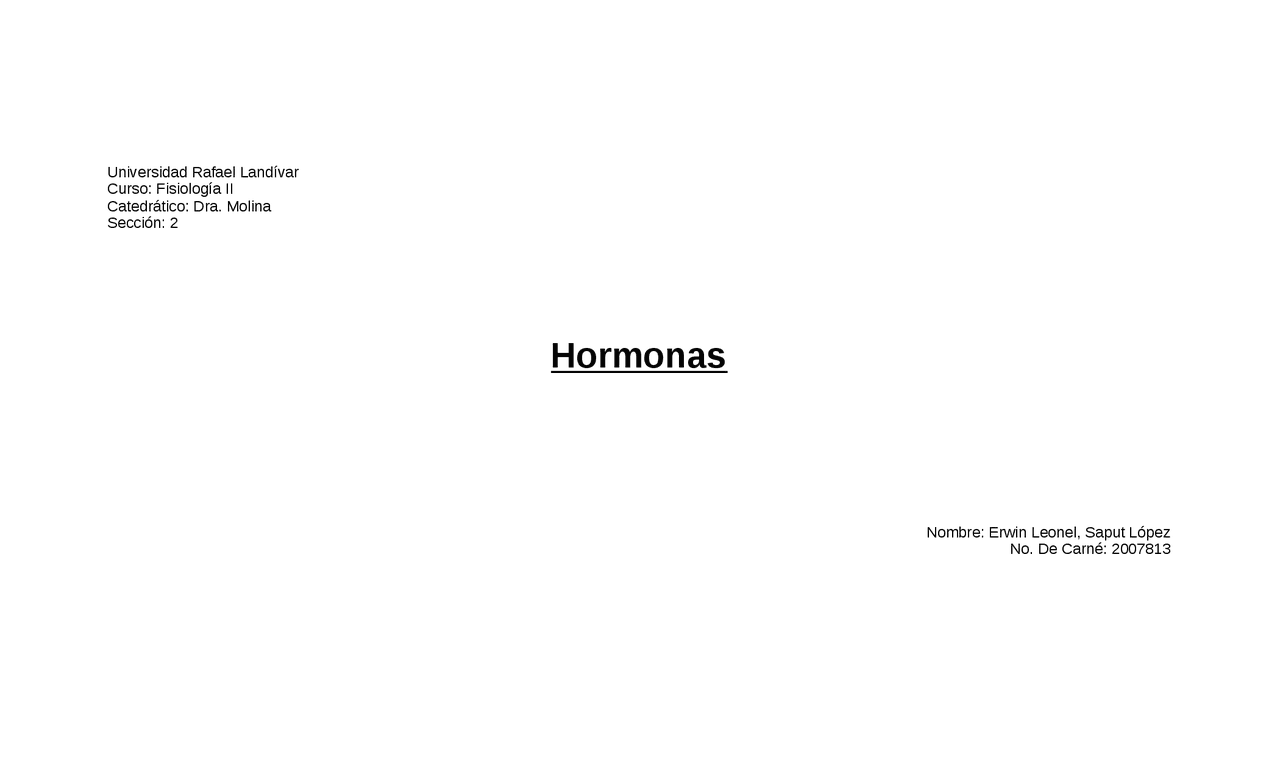 Cuadro De Hormonas Fisilogia Docsity
