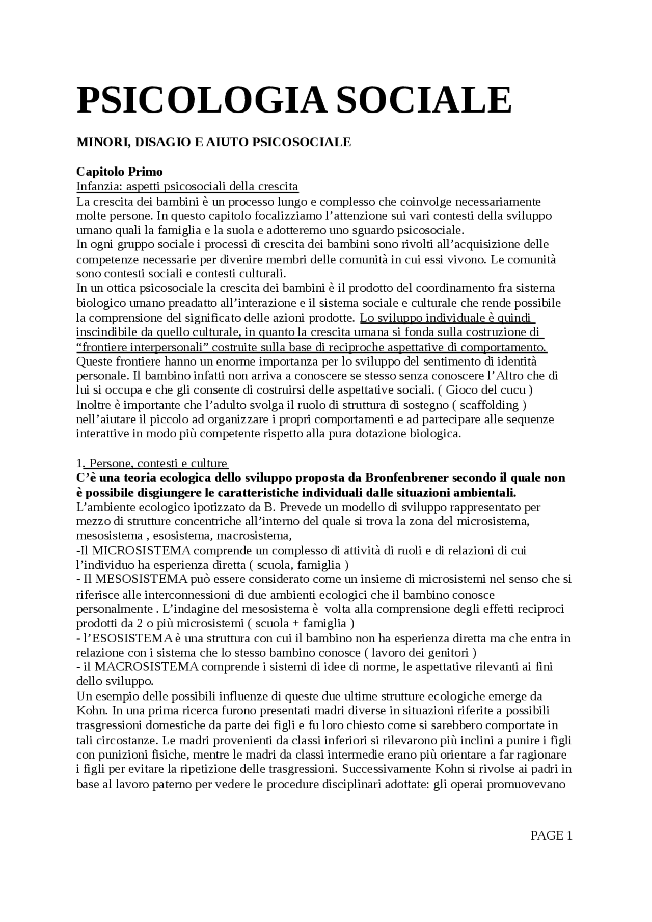 Minori Disagio E Aiuto Psicosociale Speltini Docsity