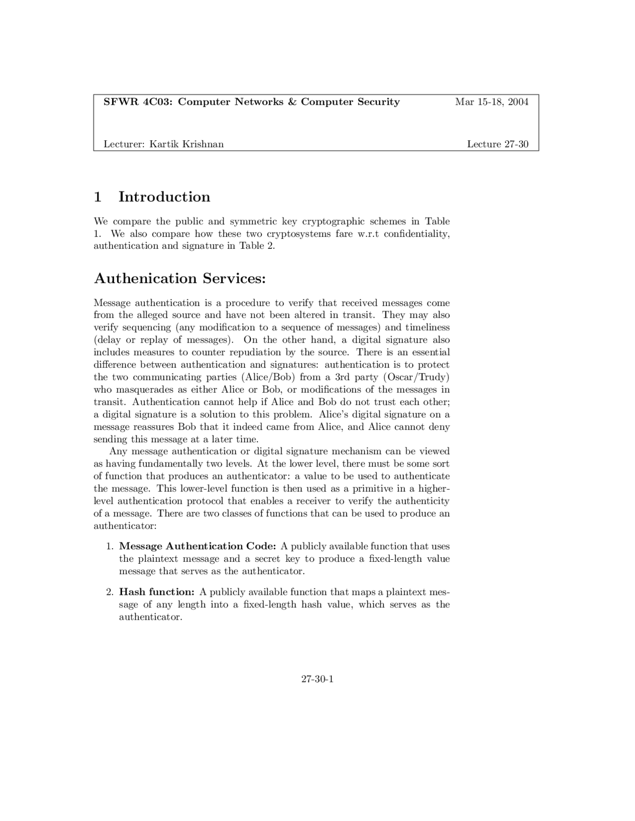 Message Authentication and Digital Signatures in Cryptography | Thesis ...