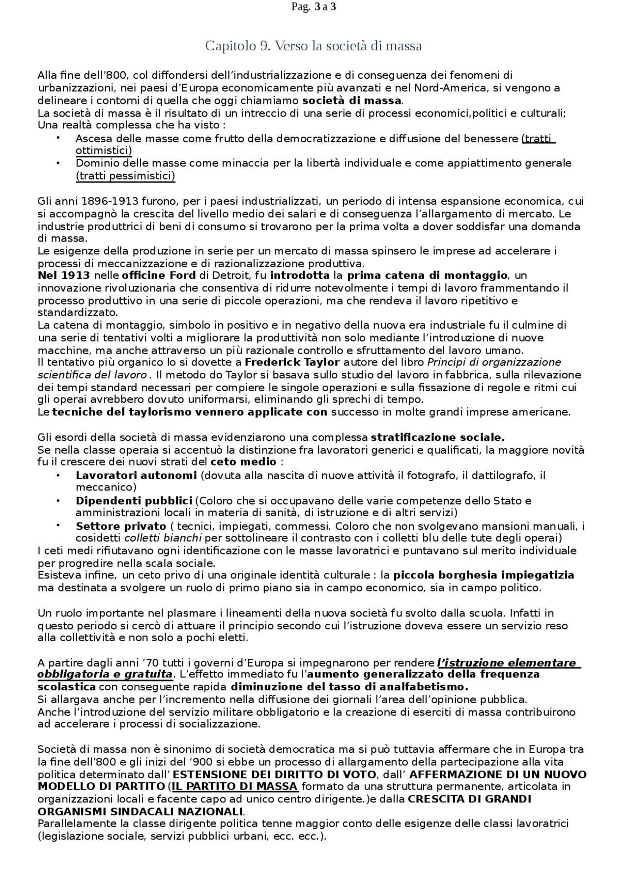 Verso La Società Di Massa Docsity