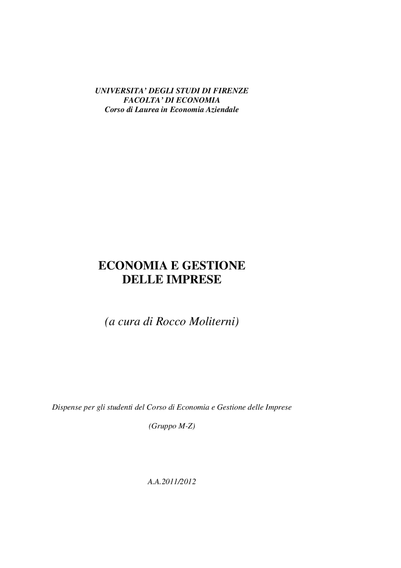 Gestione Delle Imprese Docsity
