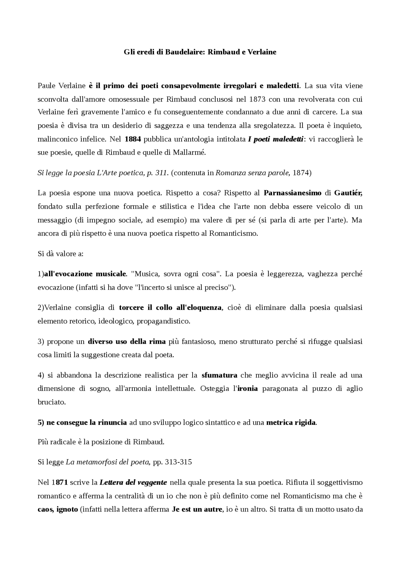 Gli Eredi Di Baudelaire Docsity