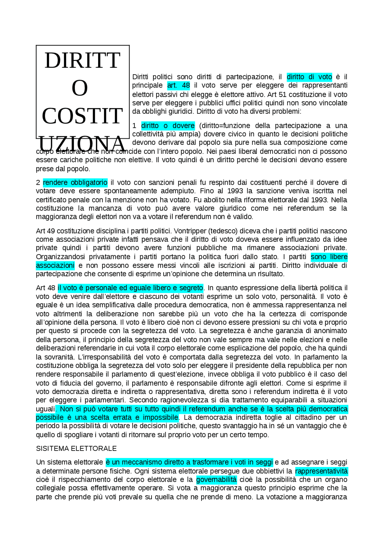 Diritto Costituzionale Parte Seconda Docsity