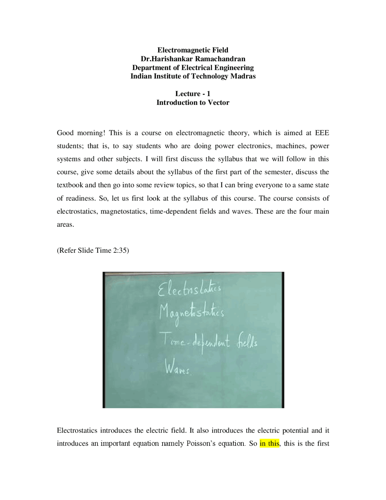 Lecture 1 Introduction To Vector Docsity