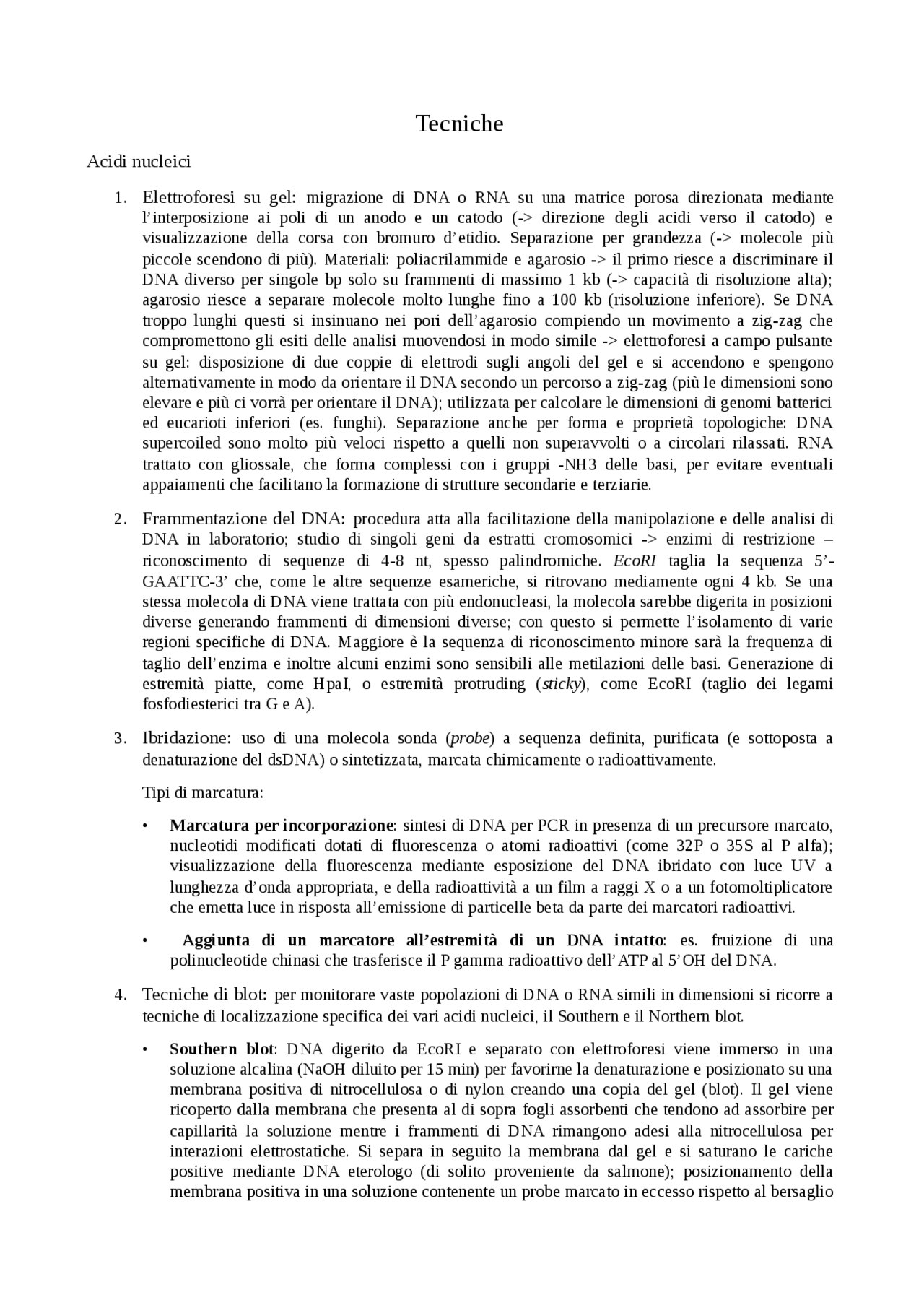Tecniche Di Biologia Molecolare Docsity