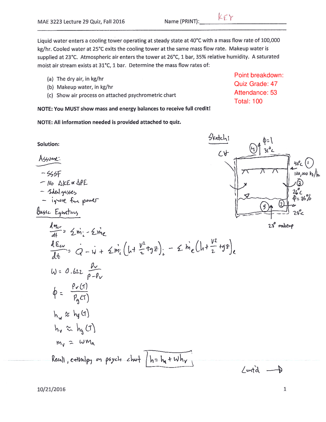Quiz Results and Energy Balance Calculations | Quizzes Thermodynamics ...