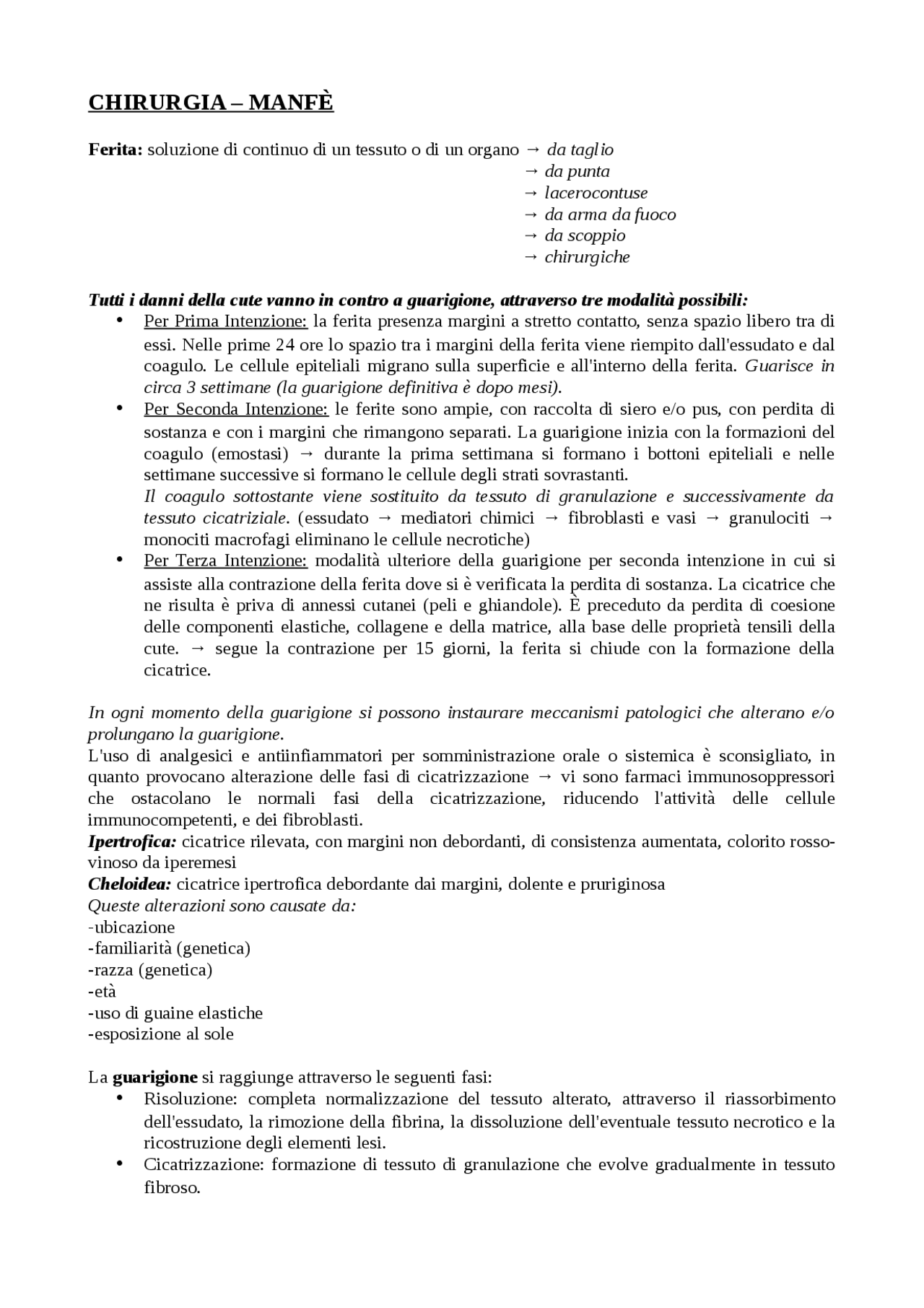 Riassunti Chirurgia Generale E Specialistica Docsity