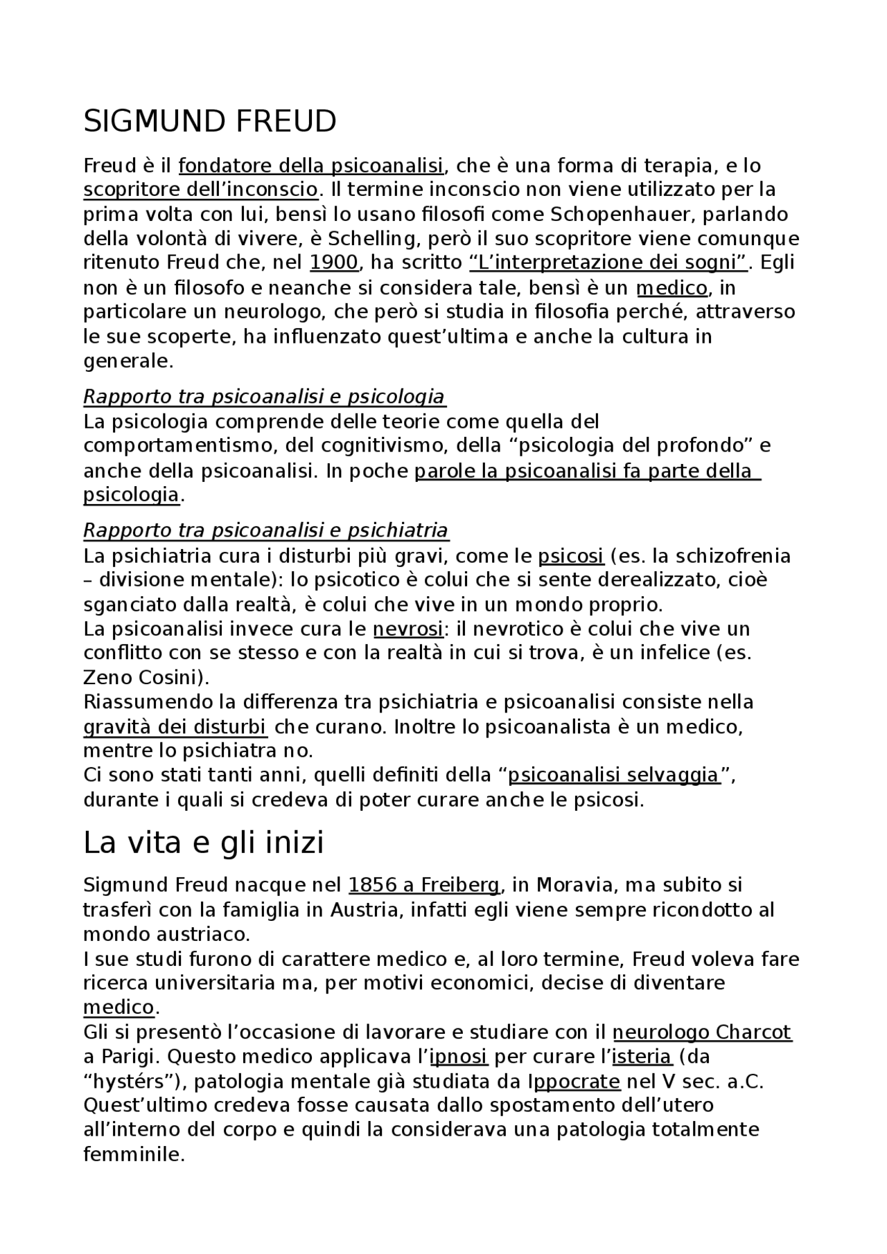 Sigmund Freud E La Psicoanalisi Docsity