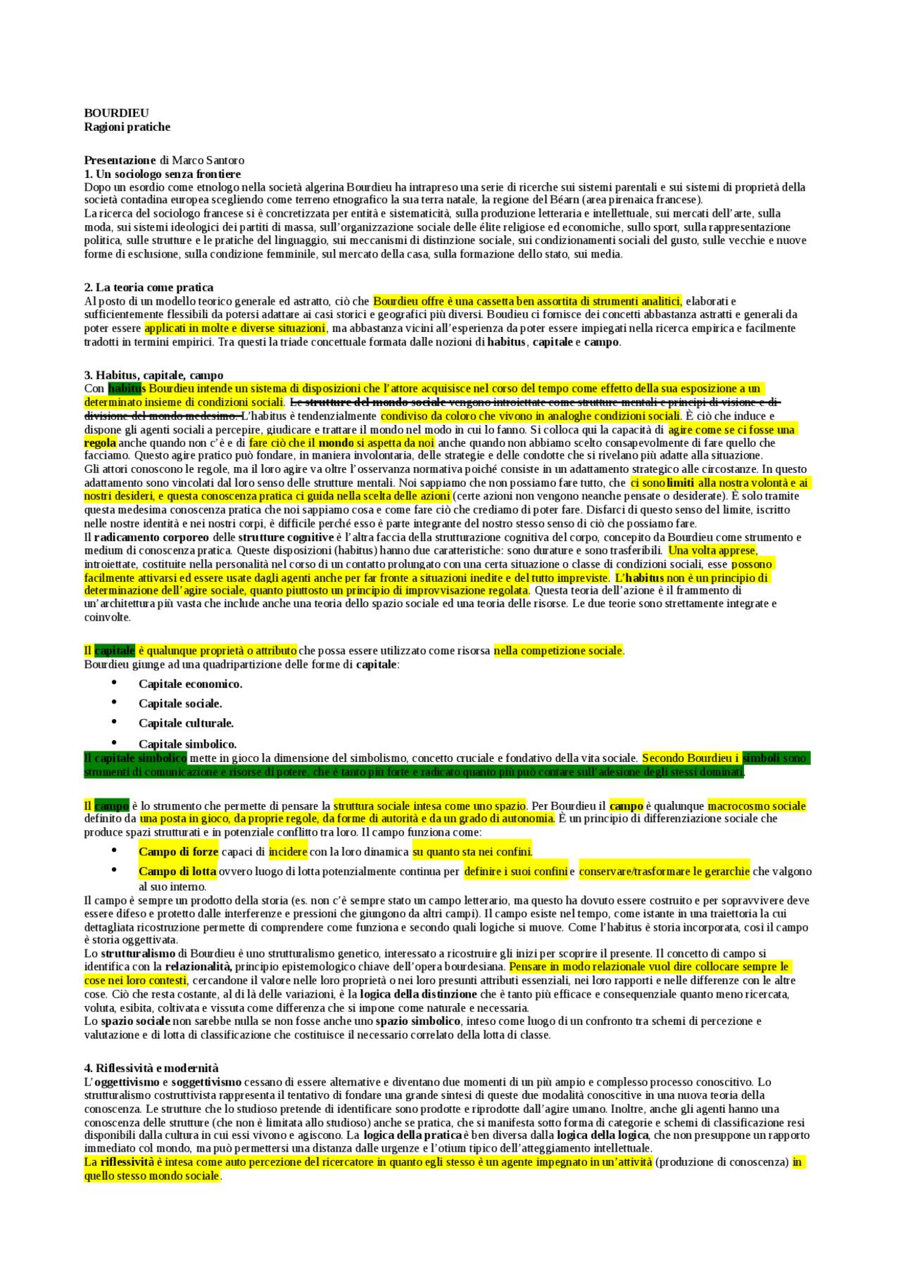 Ragioni Pratiche Di Bourdieu Docsity
