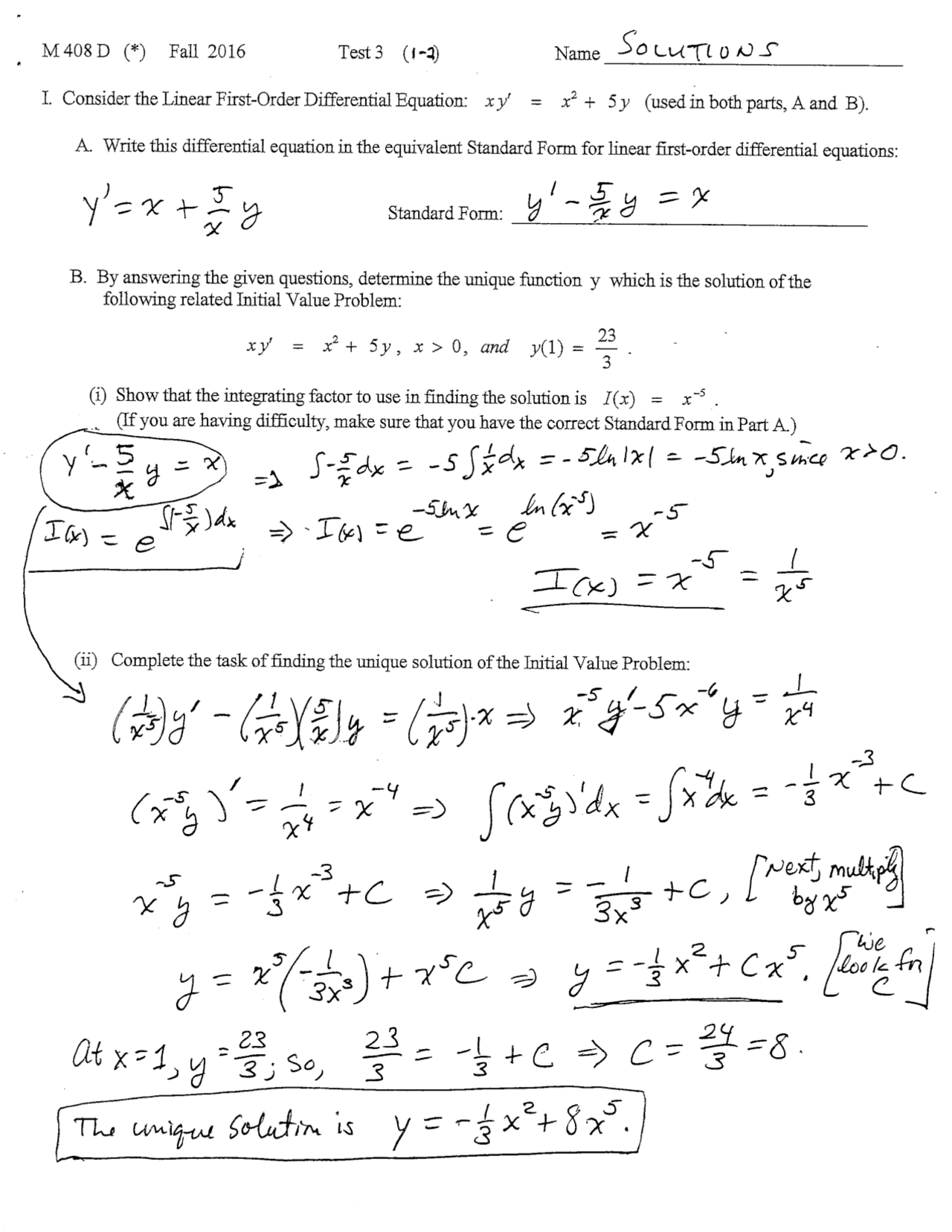 Solutions For Test 3 Sequences Series And Multivariable Calculus M