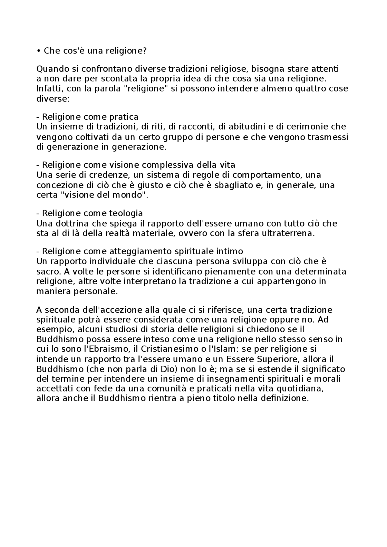 Che cos'è la religione? - Docsity