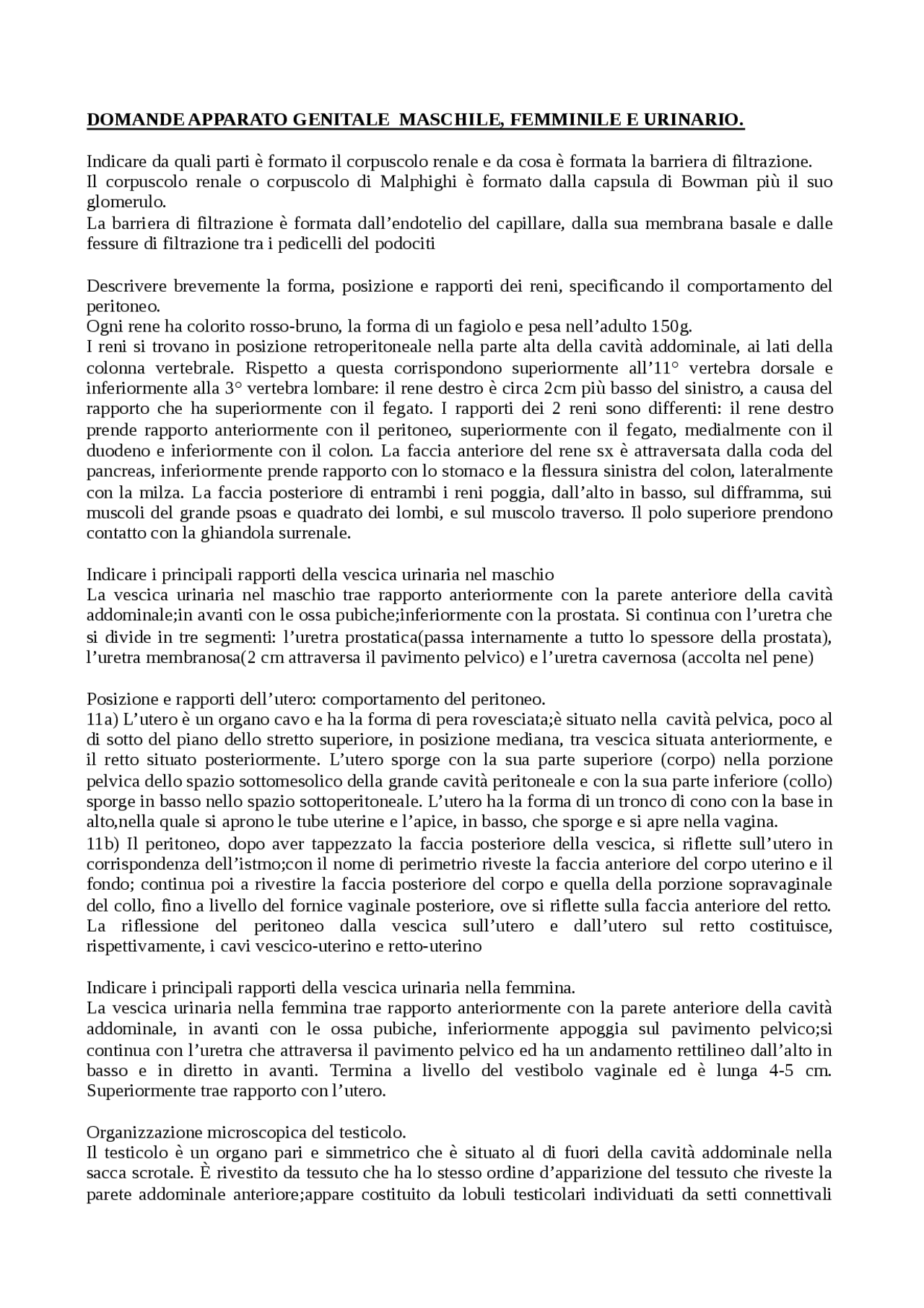 Domande E Risposte Anatomia App Genitale Corso Di Laurea