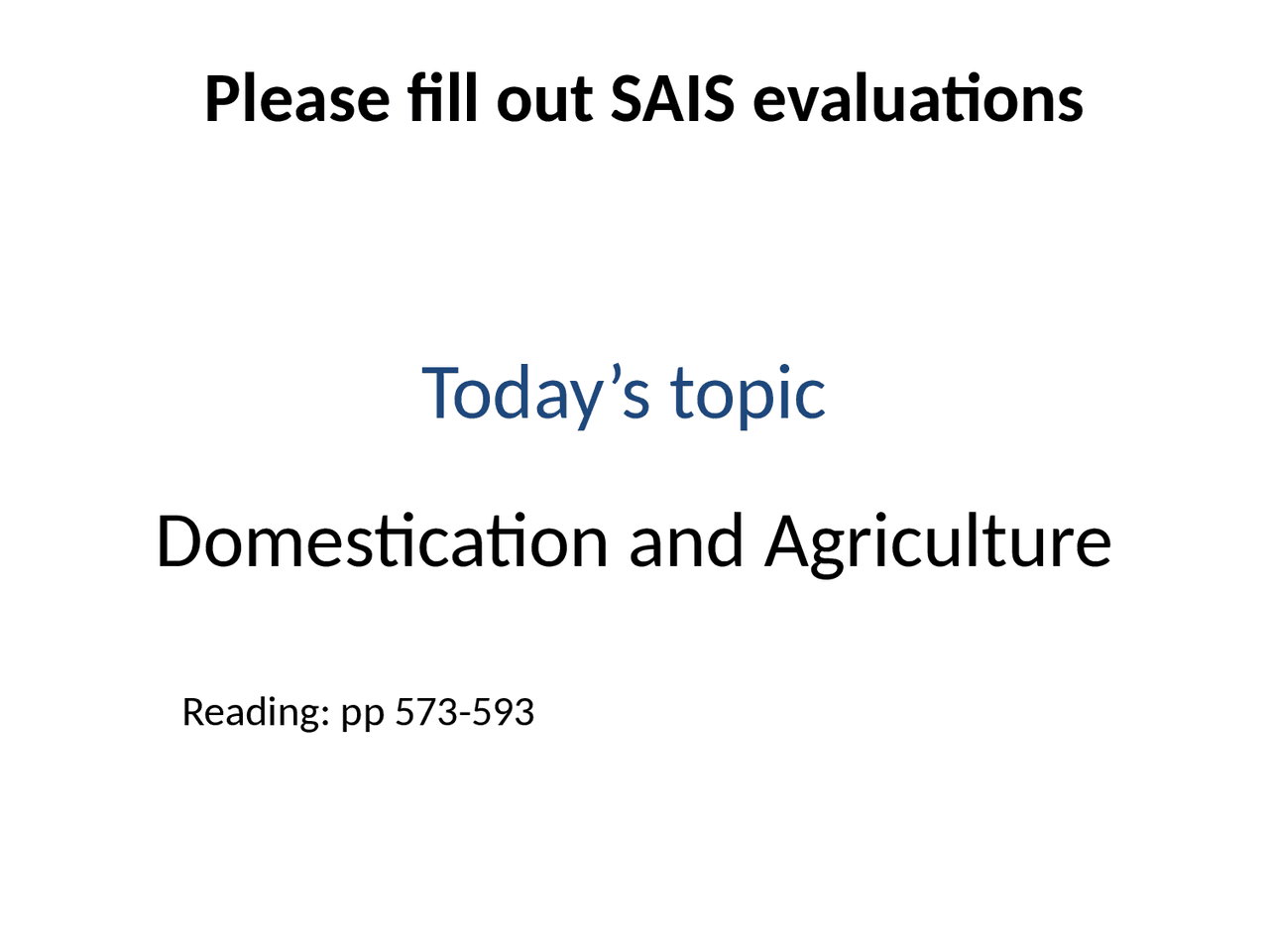 Lecture Slides On Domestication And Agriculture Bcmb 321 Docsity